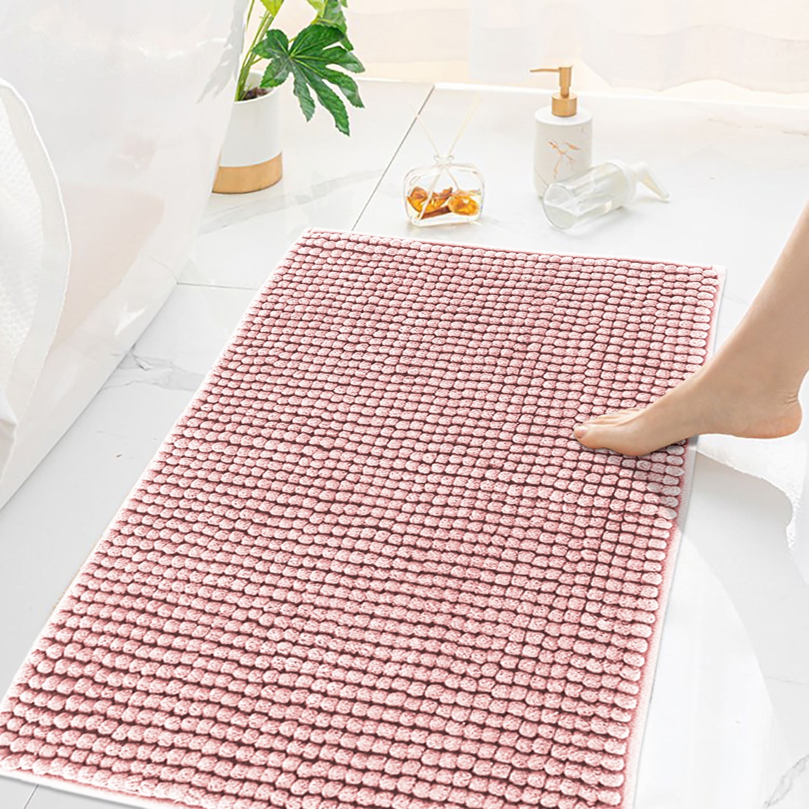 FIGHTY Short Wool Plain Color Floor Mat Bathroom Avoid Slipping Short ...