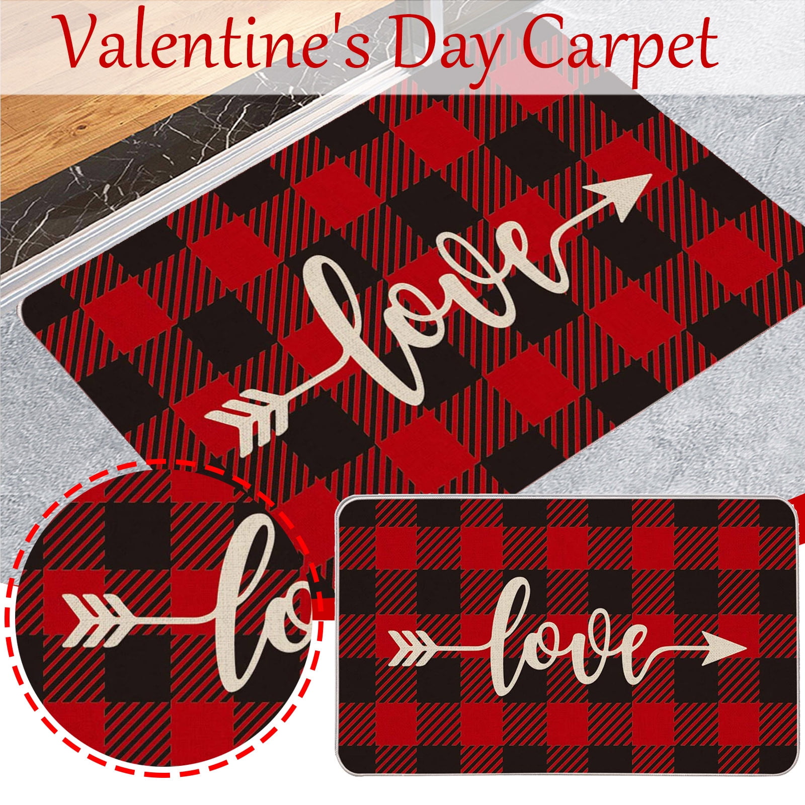 FIGHTY Valentine's Day Indoor Outdoor Door Mat Low Profile Resist Dirt ...