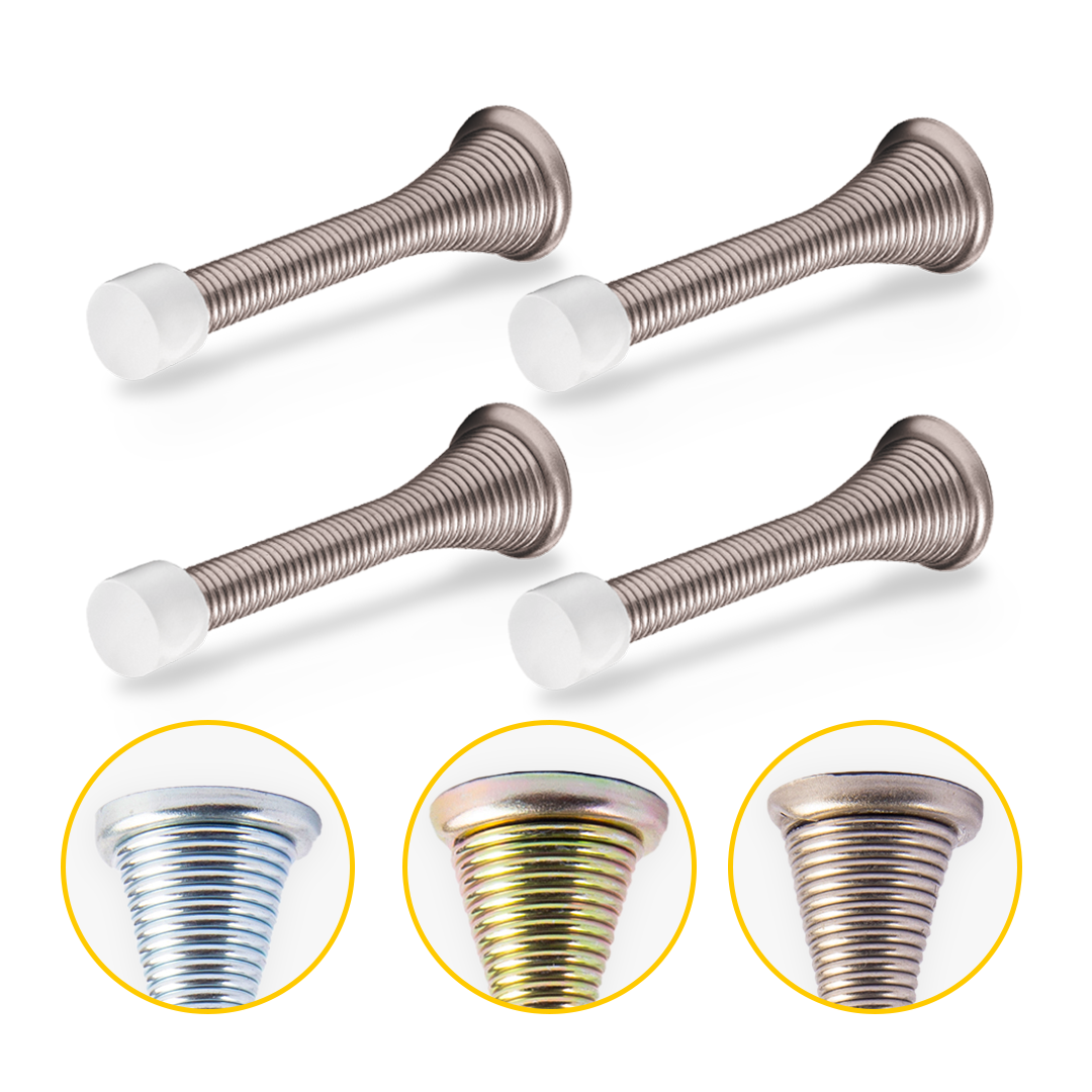 4 Spring Door Stopper Screw On Door Holder Set Home Wall Guard Top ...