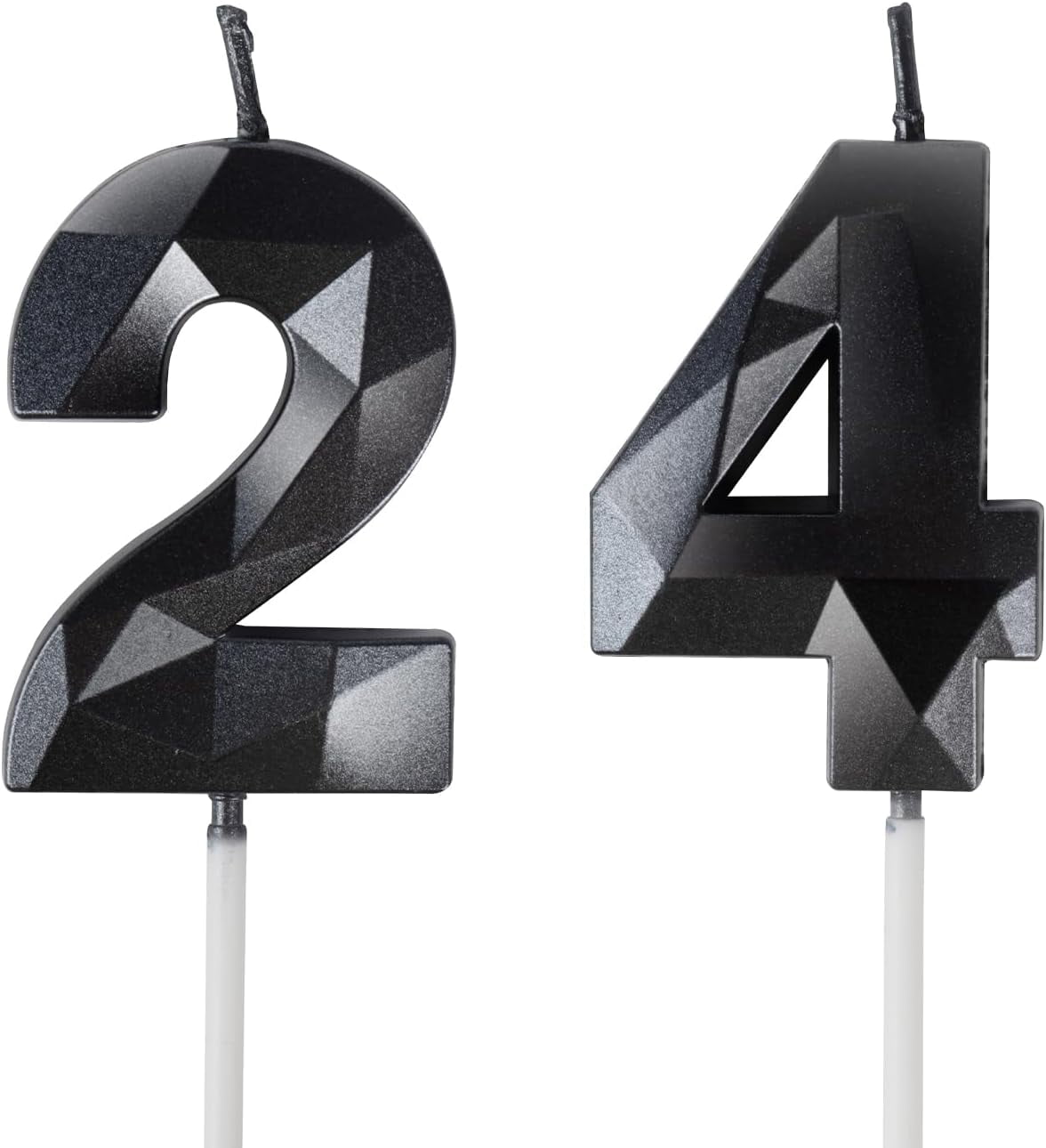 FIGT-24th Birthday Candles,Number 24 Candles,Black Happy Birthday ...