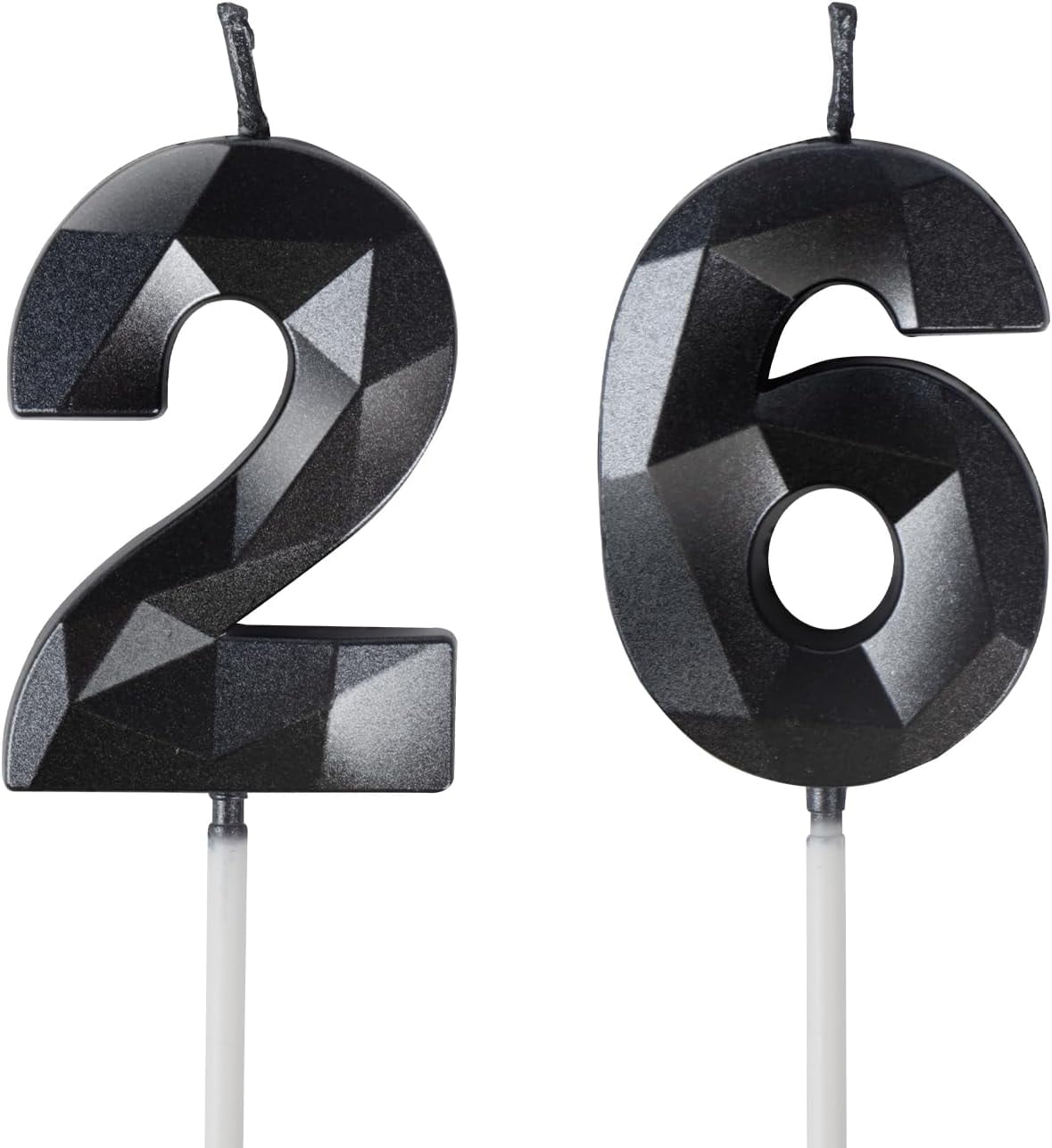 FIGT-26th Birthday Candles,Number 26 Candles,Black Happy Birthday ...