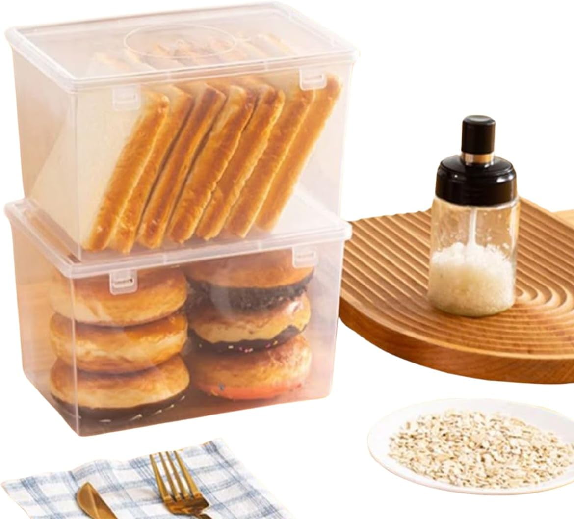 FIGT-2Pcs Bread Storage Containers, 4 Liter Plastic Bread Box for ...