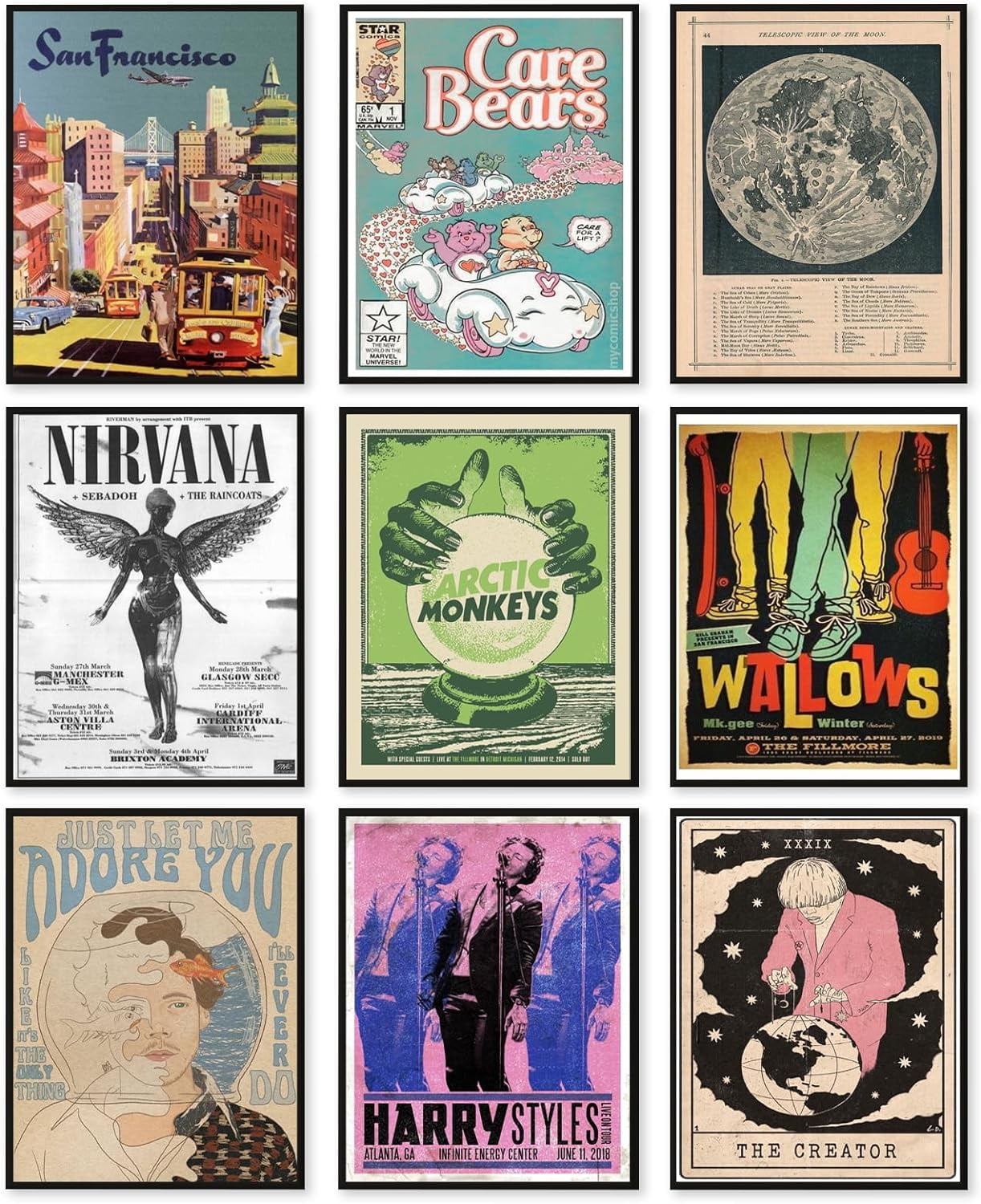 FIGT-Music Wall Art Set of 9,Band Poster,Rapper Poster for Room ...