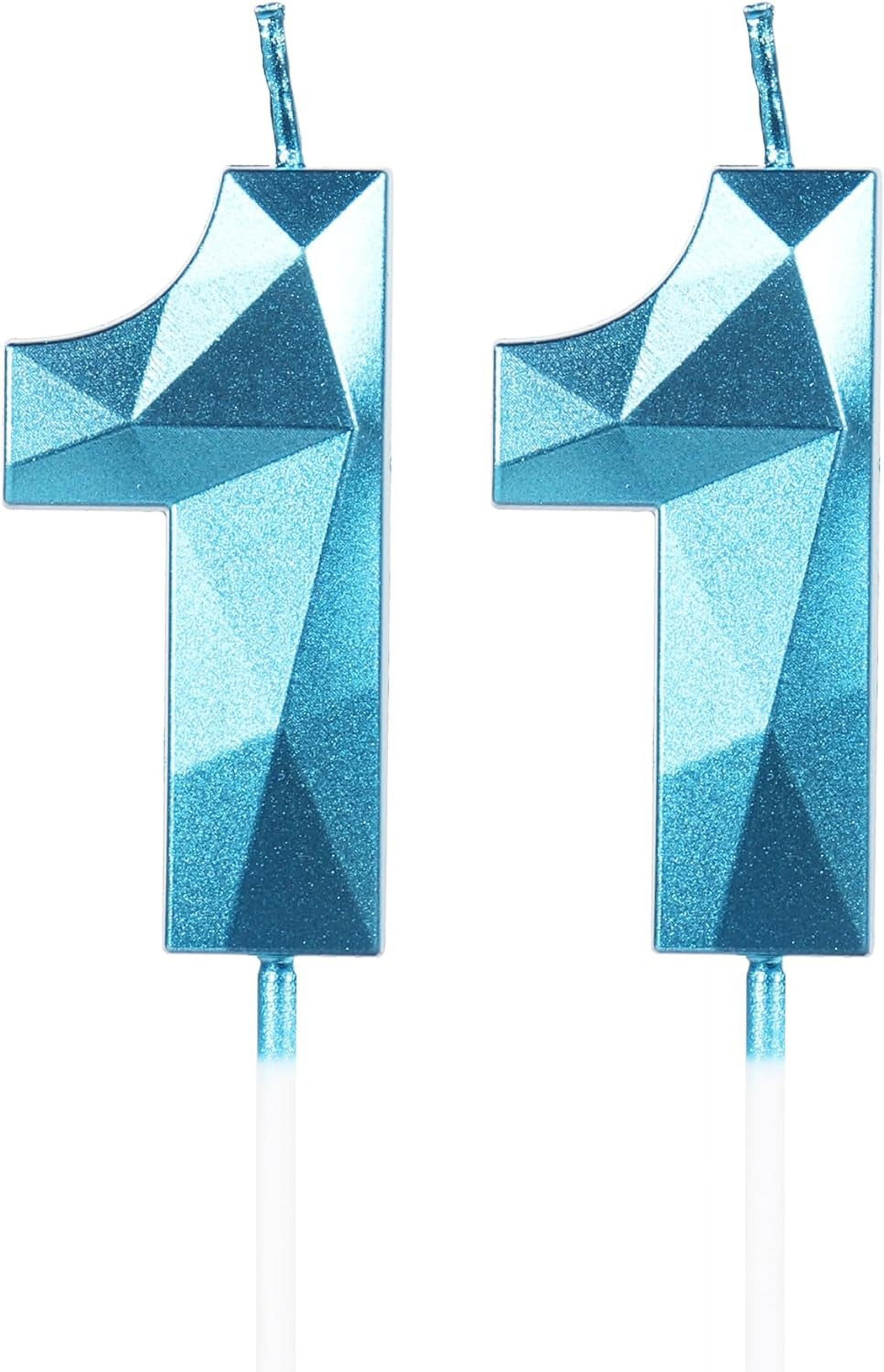 FIGT-Number 11 Candles,11th Birthday Candles,Blue Happy Birthday Candle ...
