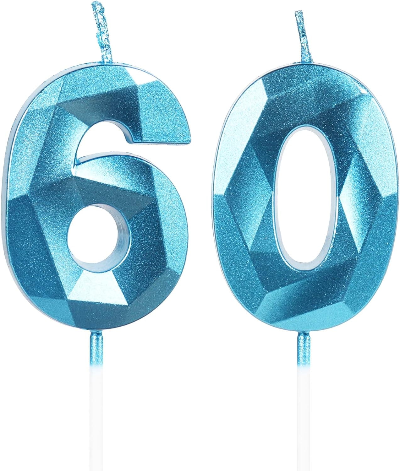FIGT-Number 60 Candles,60th Birthday Candles,Blue Happy Birthday Candle ...