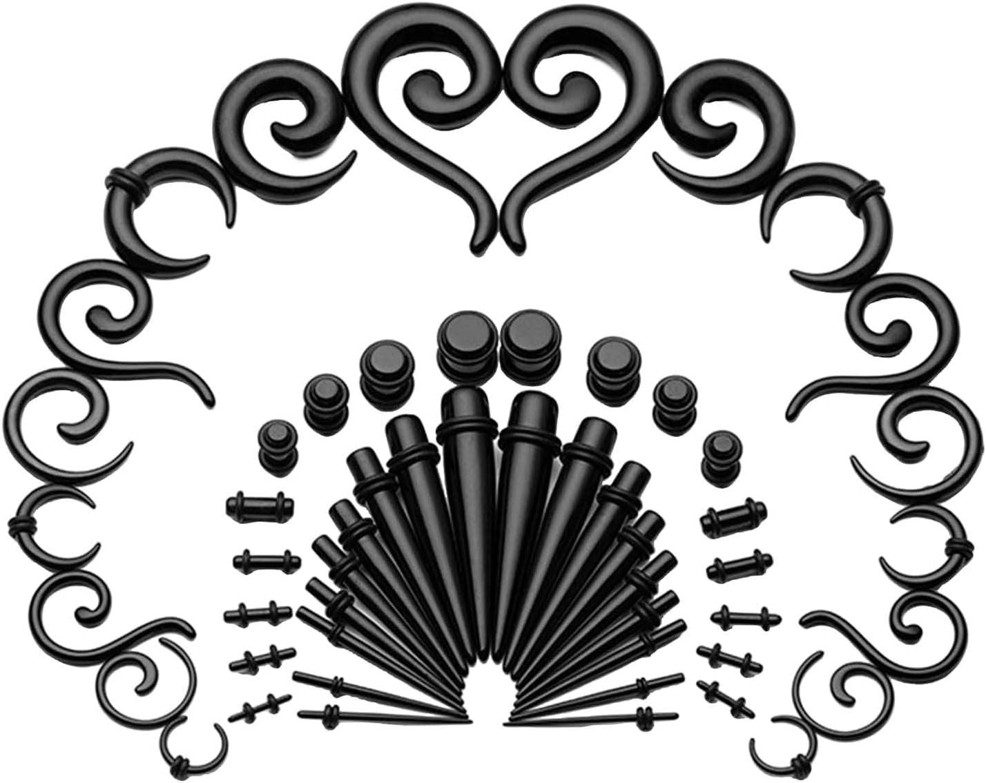 FIGT-Vaveren 36/54 Pieces Acrylic Ear Stretching Kit Stretchers Set 14G ...