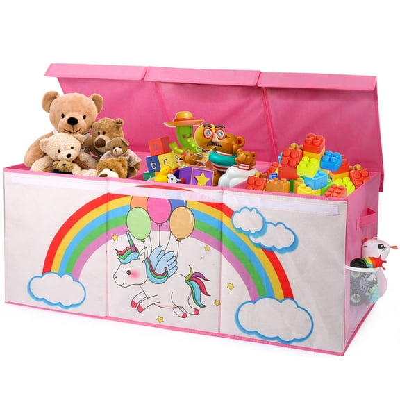 Extra Large Toy Box with Lids, Collapsible Toy Storage Organizer with ...