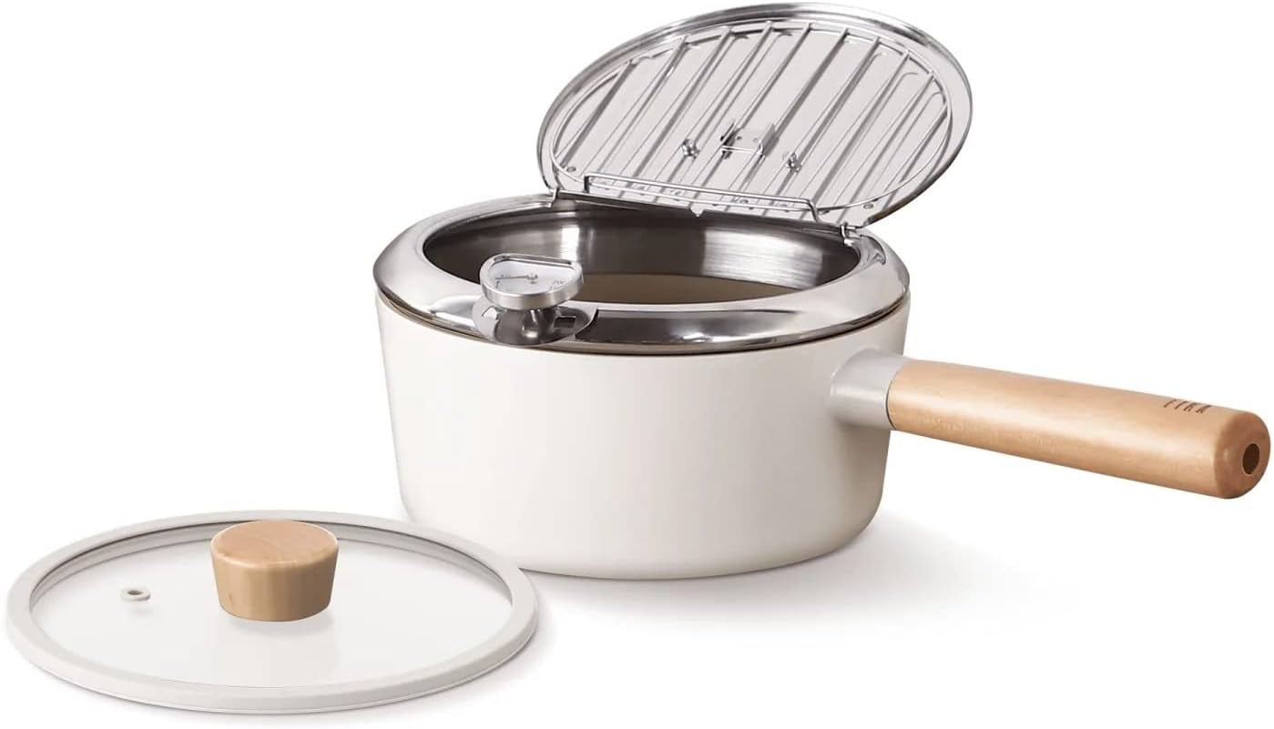 FIKA Japanese Style Tempura 1.7QT Deep Fryer Pot with Thermometer ...