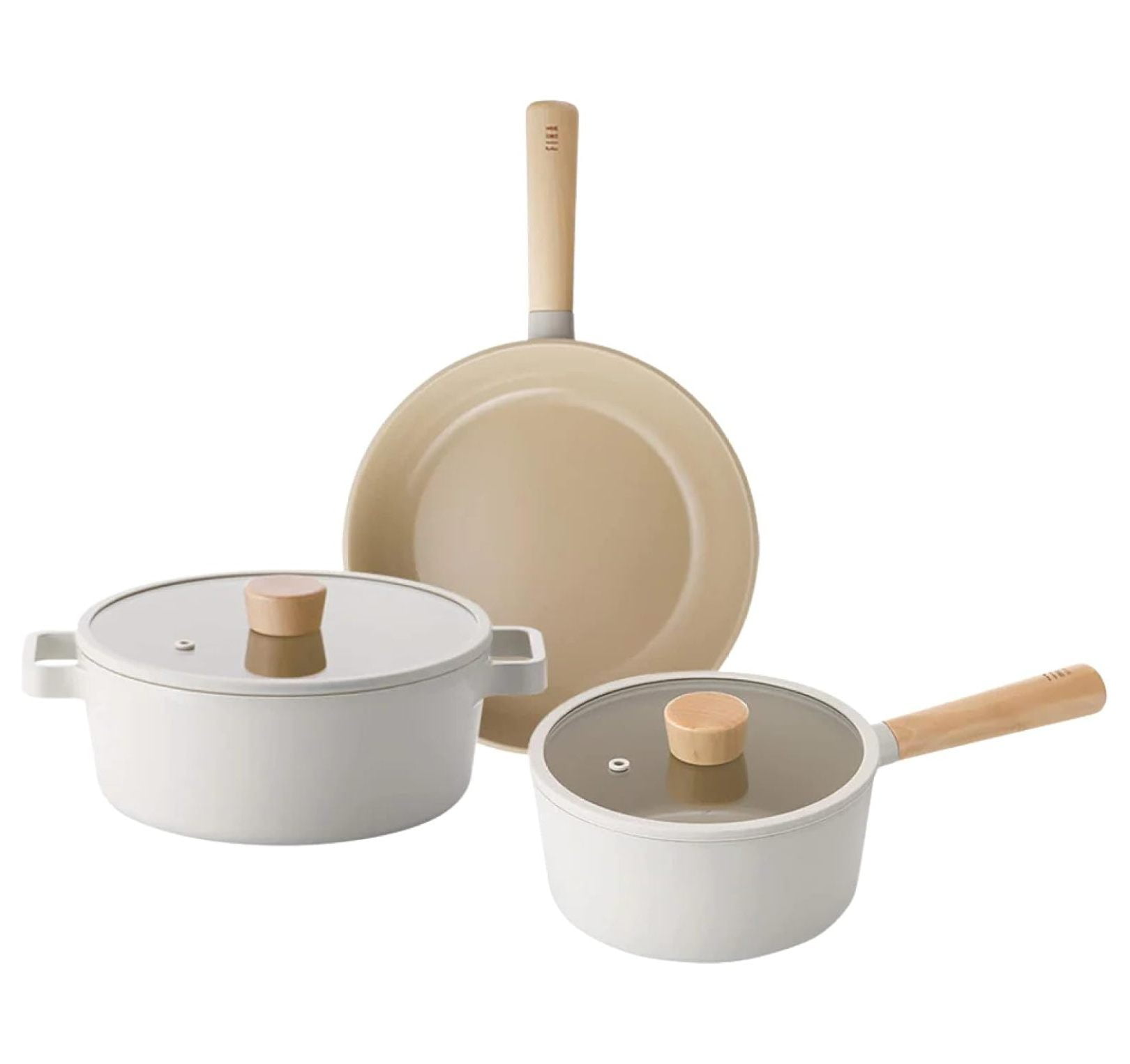 FIKA Kitchen Home Essential 5-Piece Cookware Pot and Pan Set with Lid ...