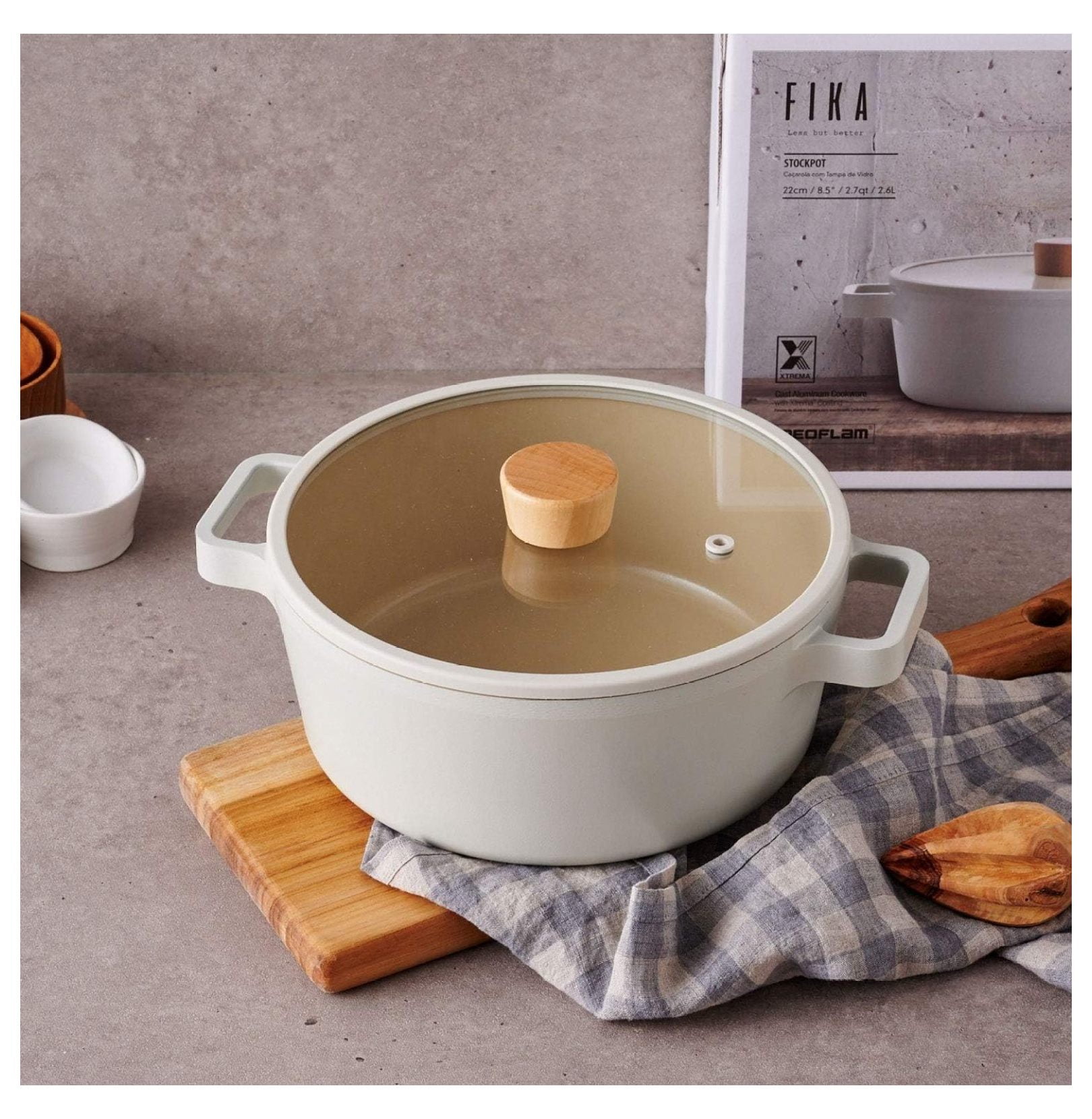 FIKA Kitchen Nonstick 4-Piece Cookware Pot Set with Lid, Healthy ...