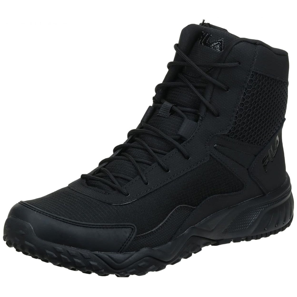FILA Men's Chastizer Military Tactical Boot, Leather Side Zipper, Black ...