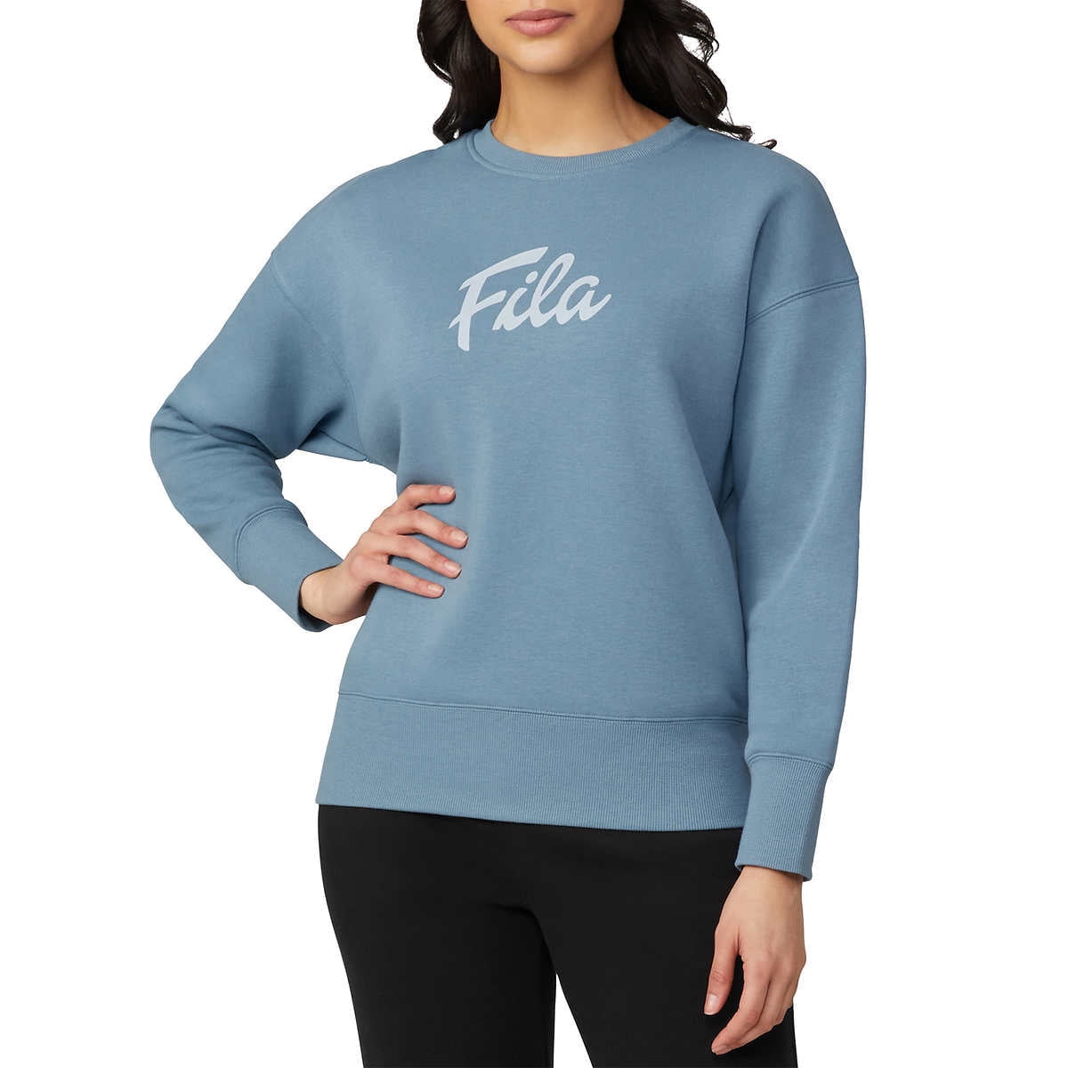 FILA Women's Chest Logo Cotton Blend Active Crewneck Sweatshirt Top ...