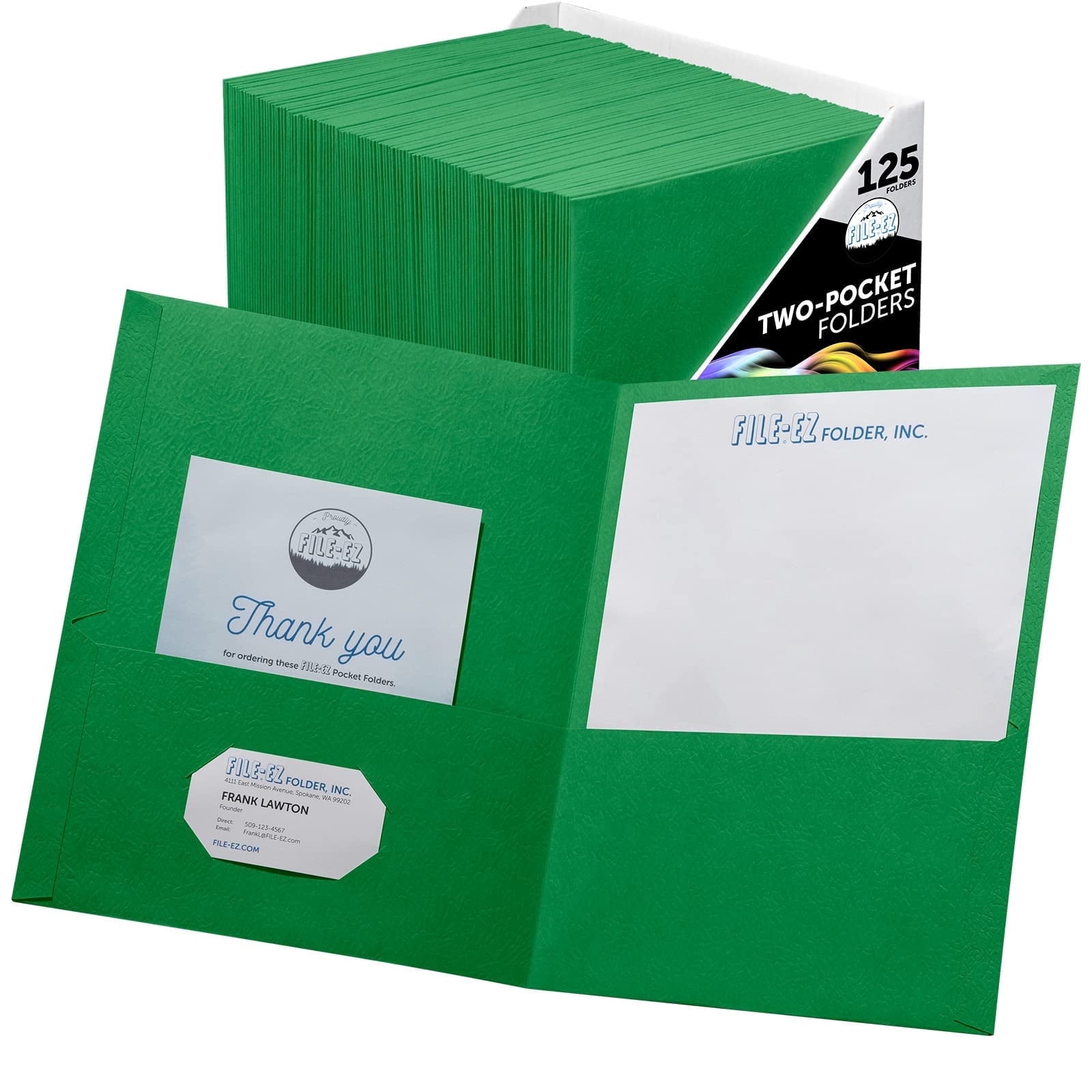FILE-EZ, Two-Pocket Folders, EZ-52460, Green, Letter Size - Walmart.com