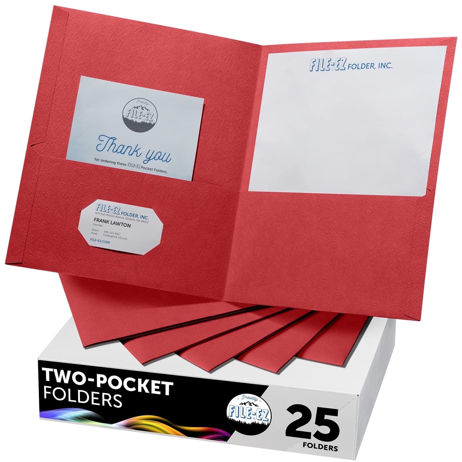 FILE-EZ Red Two-Pocket Folders 25-Pack Letter Size Textured Paper ...