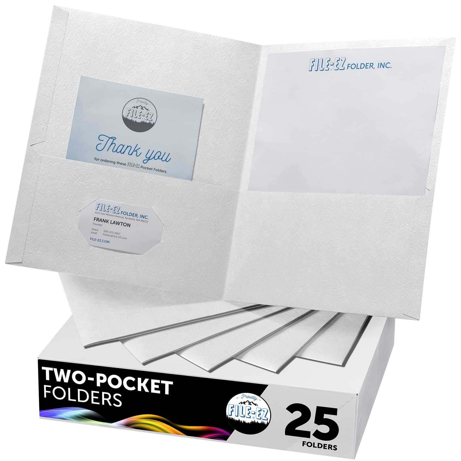 FILE-EZ Two-Pocket White Folder 25 Pack Letter Size Durable Textured Paper - Walmart.com