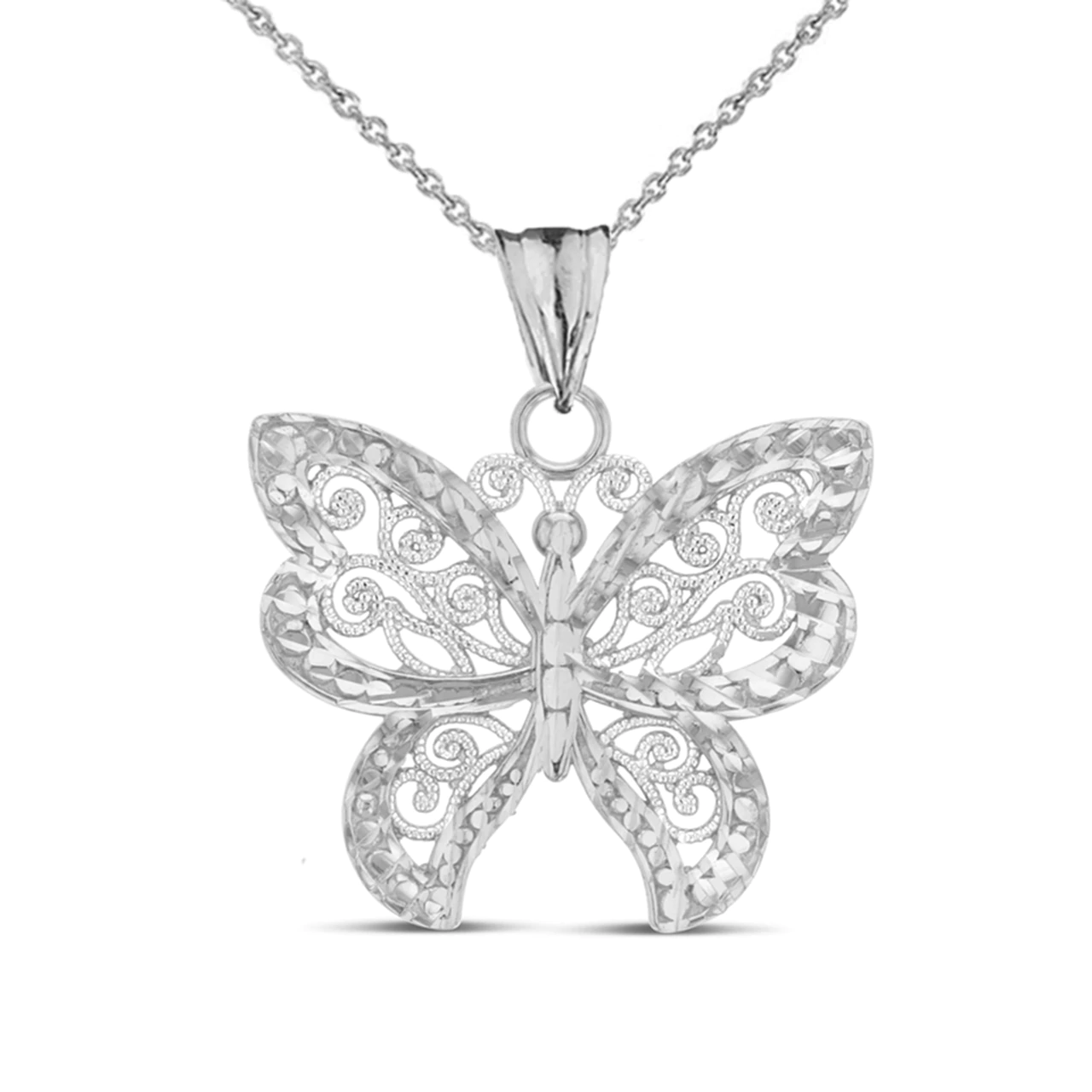 FILIGREE BUTTERFLY PENDANT NECKLACE IN STERLING SILVER - Pendant with ...