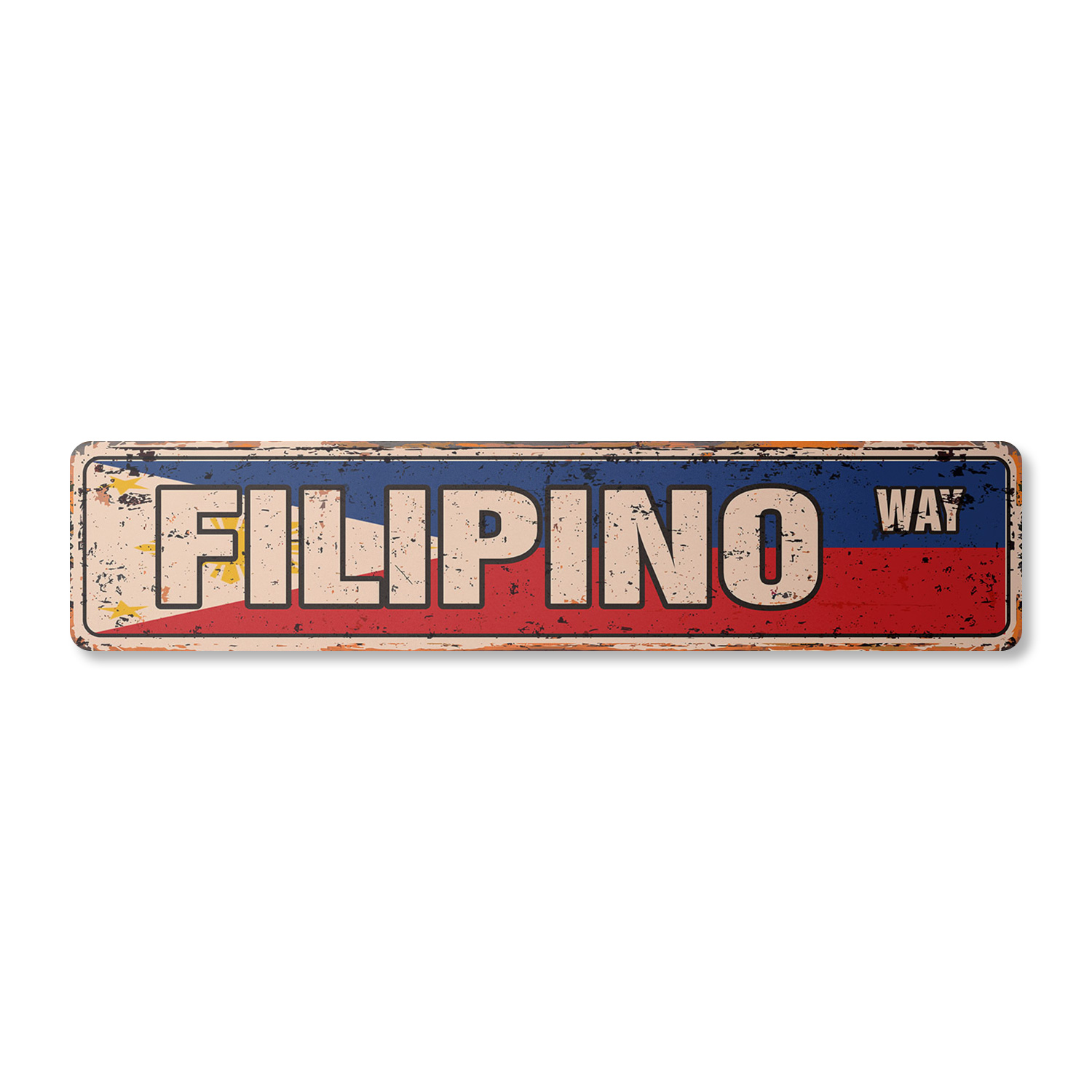 FILIPINO FLAG Vintage Plastic Street Sign philippines national nation ...