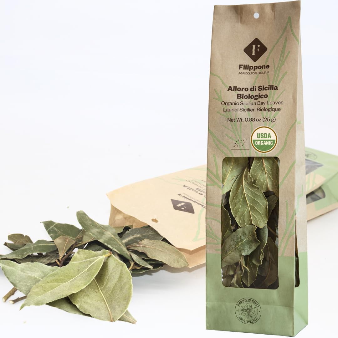 FILIPPONE - Organic Bay ESF27 Leaves on Stem, 25 g (0.88 oz), Sicilian ...