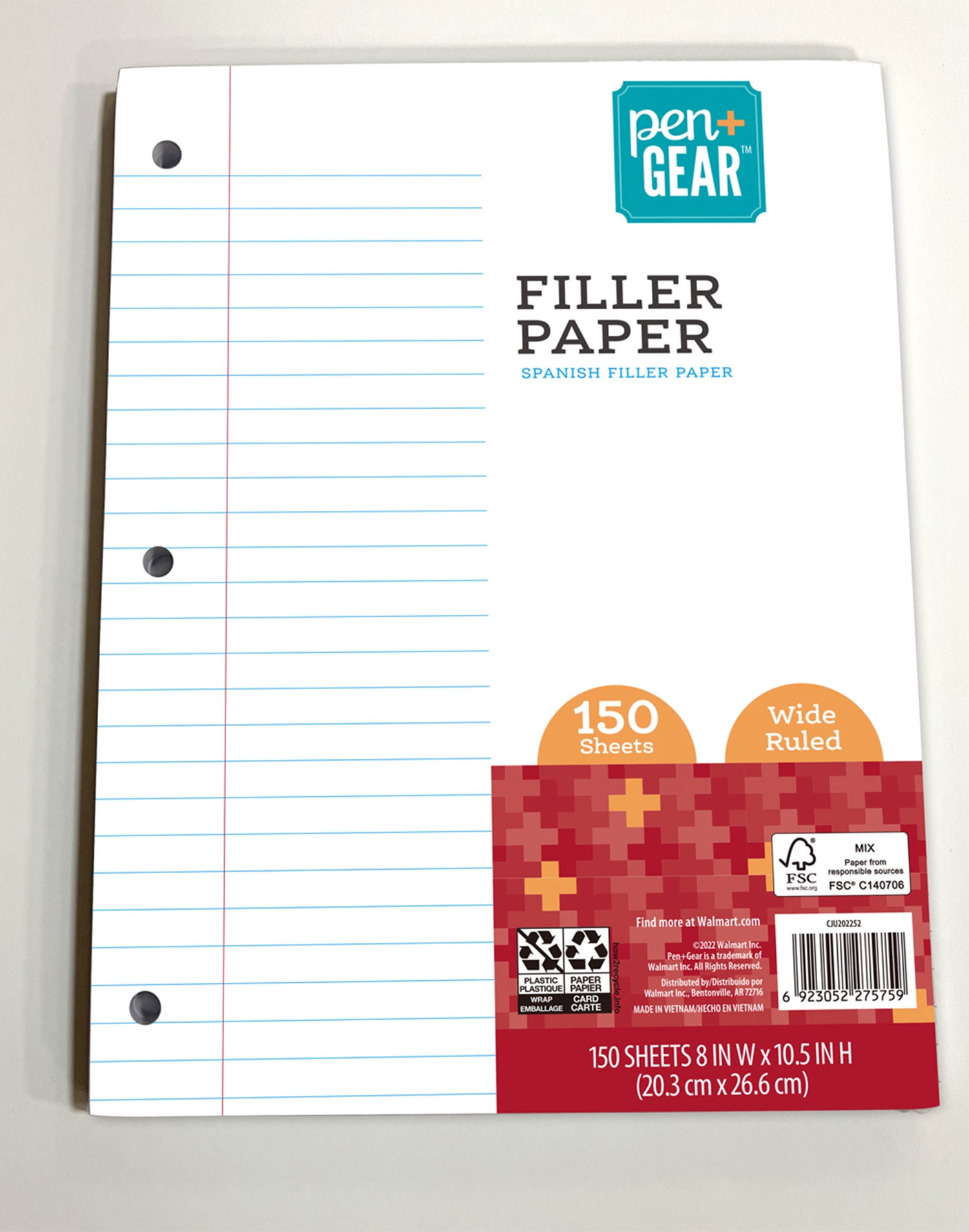 Pen+Gear Wide Rule Filler Paper, White, 150 Sheets - Walmart.com