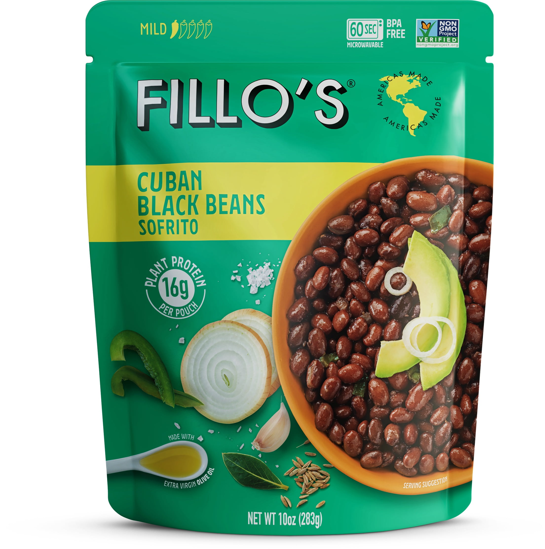 FILLO'S Cuban Black Beans Mild Spice - Single Pouch, 10 oz - Walmart.com