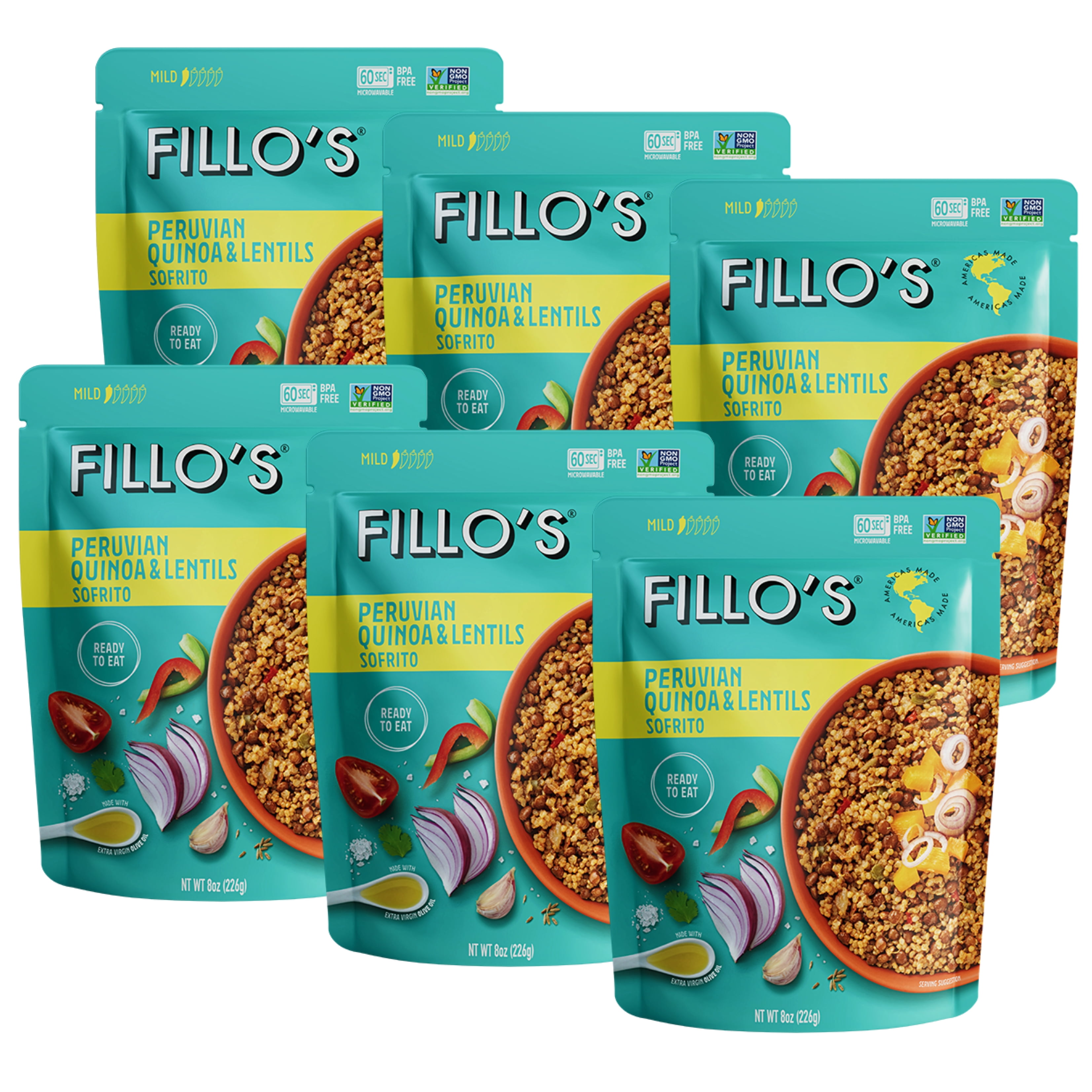 FILLO'S Peruvian Quinoa & Lentils Mild, 8 oz, 6 Count - Walmart.com