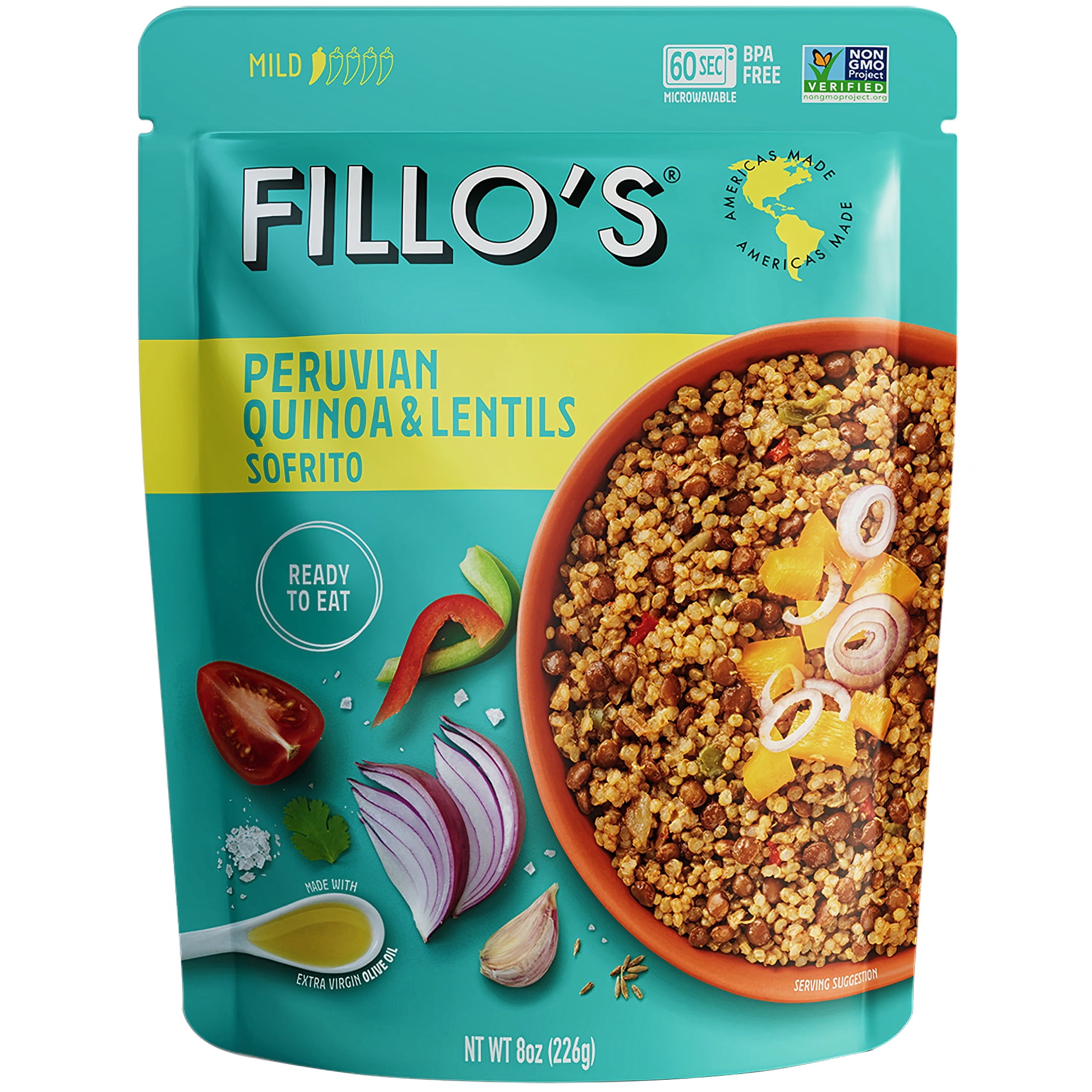 FILLO'S, Peruvian Quinoa & Lentils Mild Spice, 8 oz pouch - Walmart.com