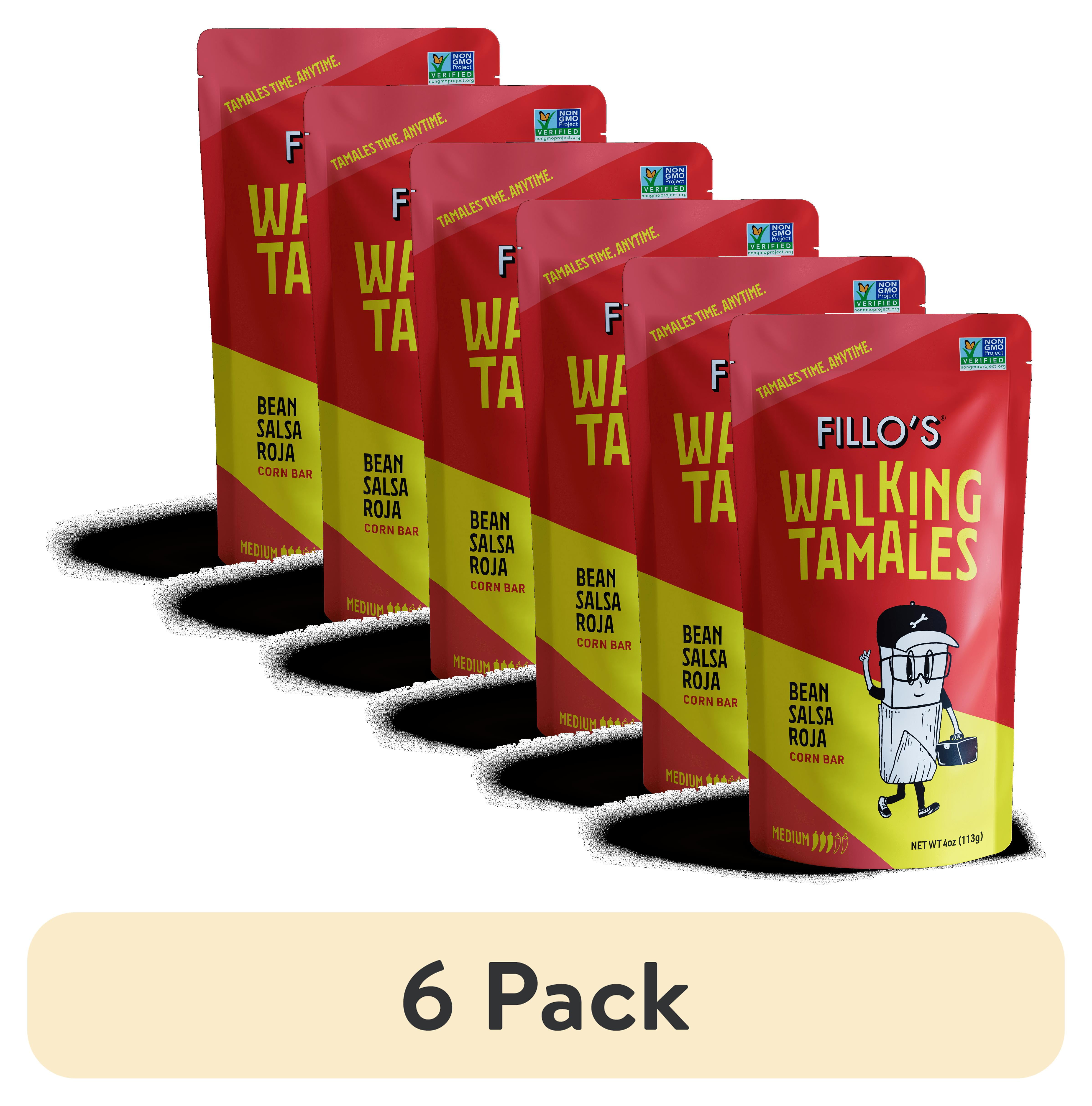 (6 pack) FILLO'S Walking Tamales Bean Salsa Roja Tamale, 4 oz (Shelf ...
