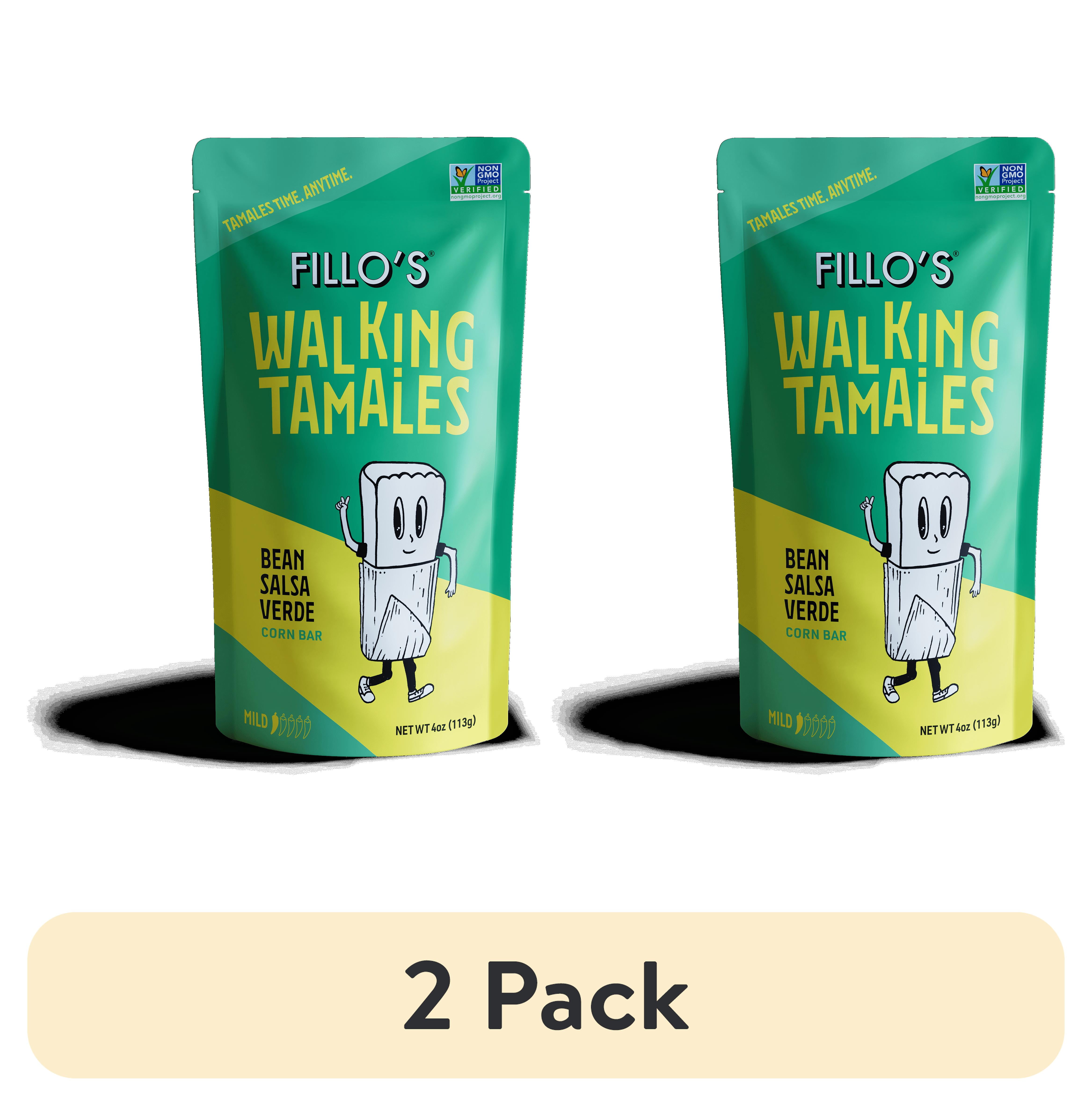 (2 pack) FILLO'S Walking Tamales Bean Salsa Verde Tamale, 4 oz Plastic ...