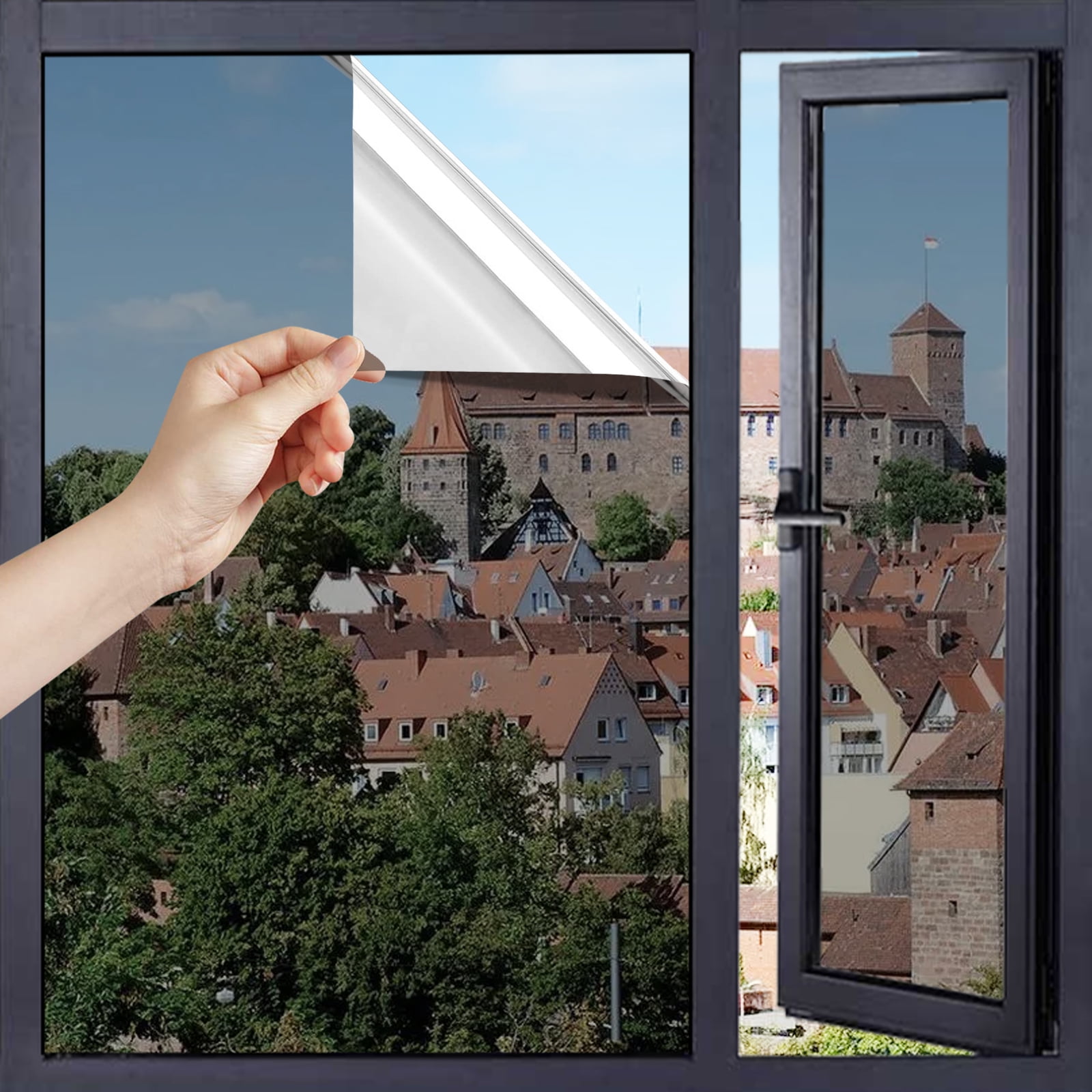 FILMGOO One Way Window Film Static Cling, Vinyl, 23.6in x 6.5ft, Black ...