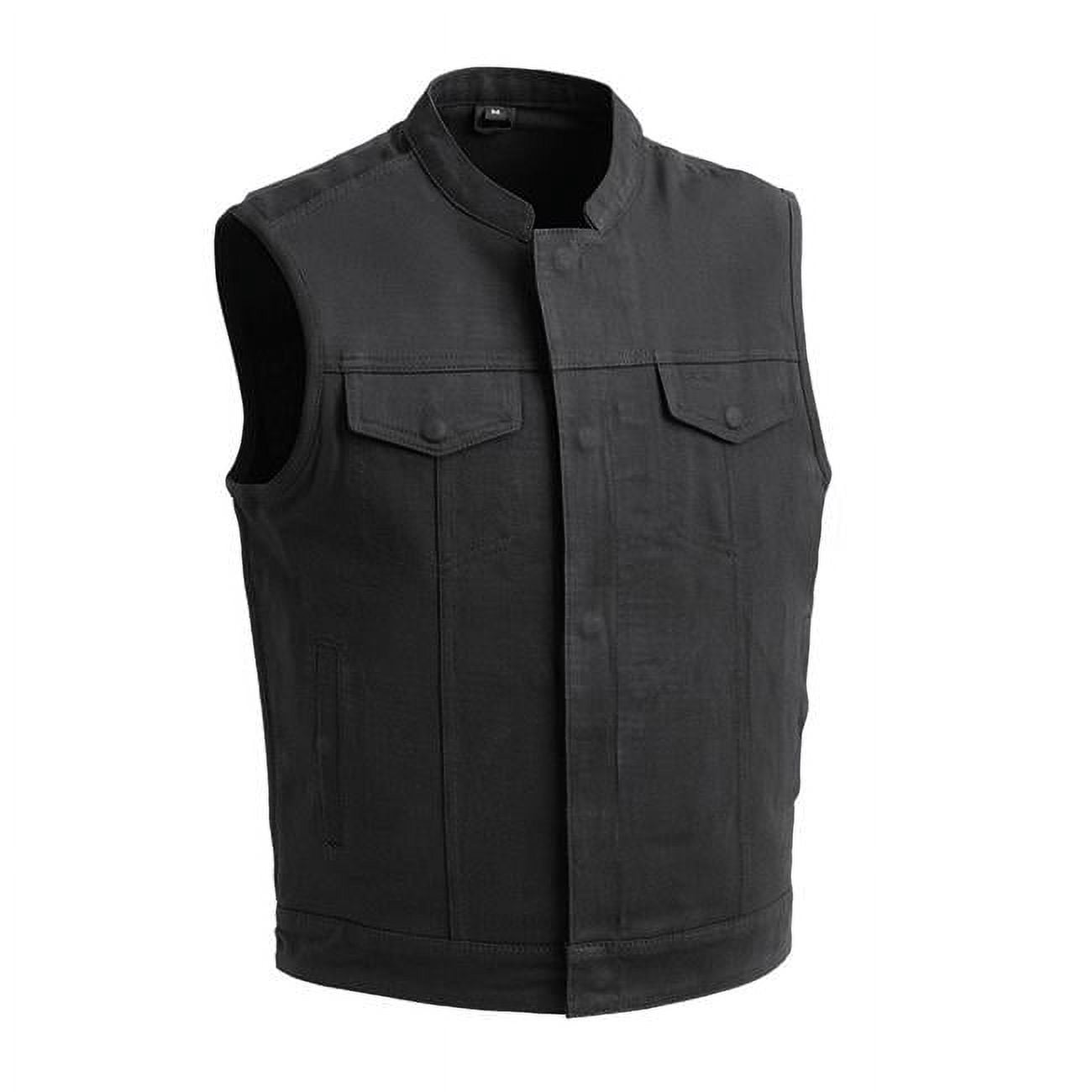 FIM629TWILL5-4X-BLK Havoc Motorcycle Twill Vest for Men, Black - 4X ...