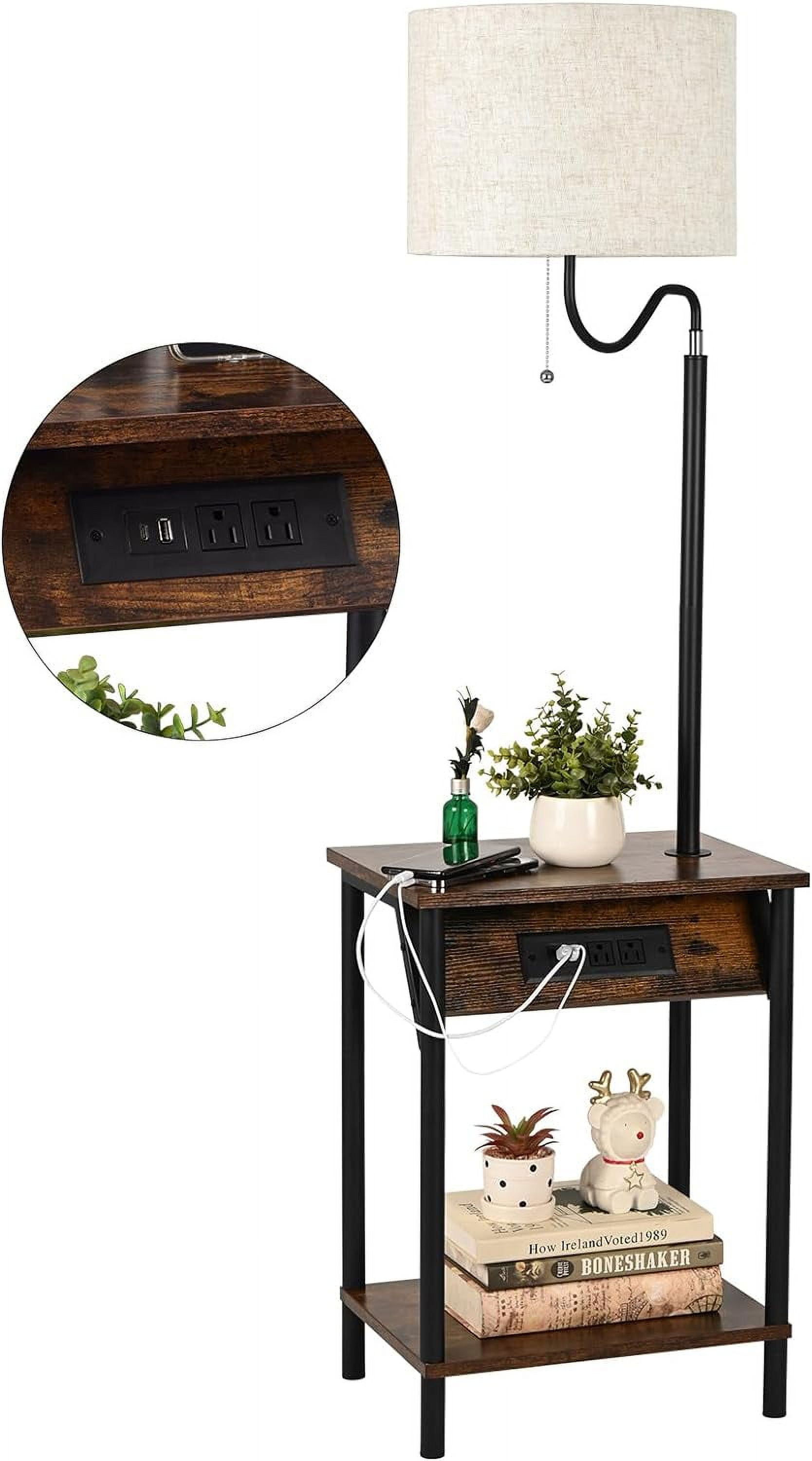 FIMEI Floor Lamp with Table, End Table with Charging Station USB Ports ...