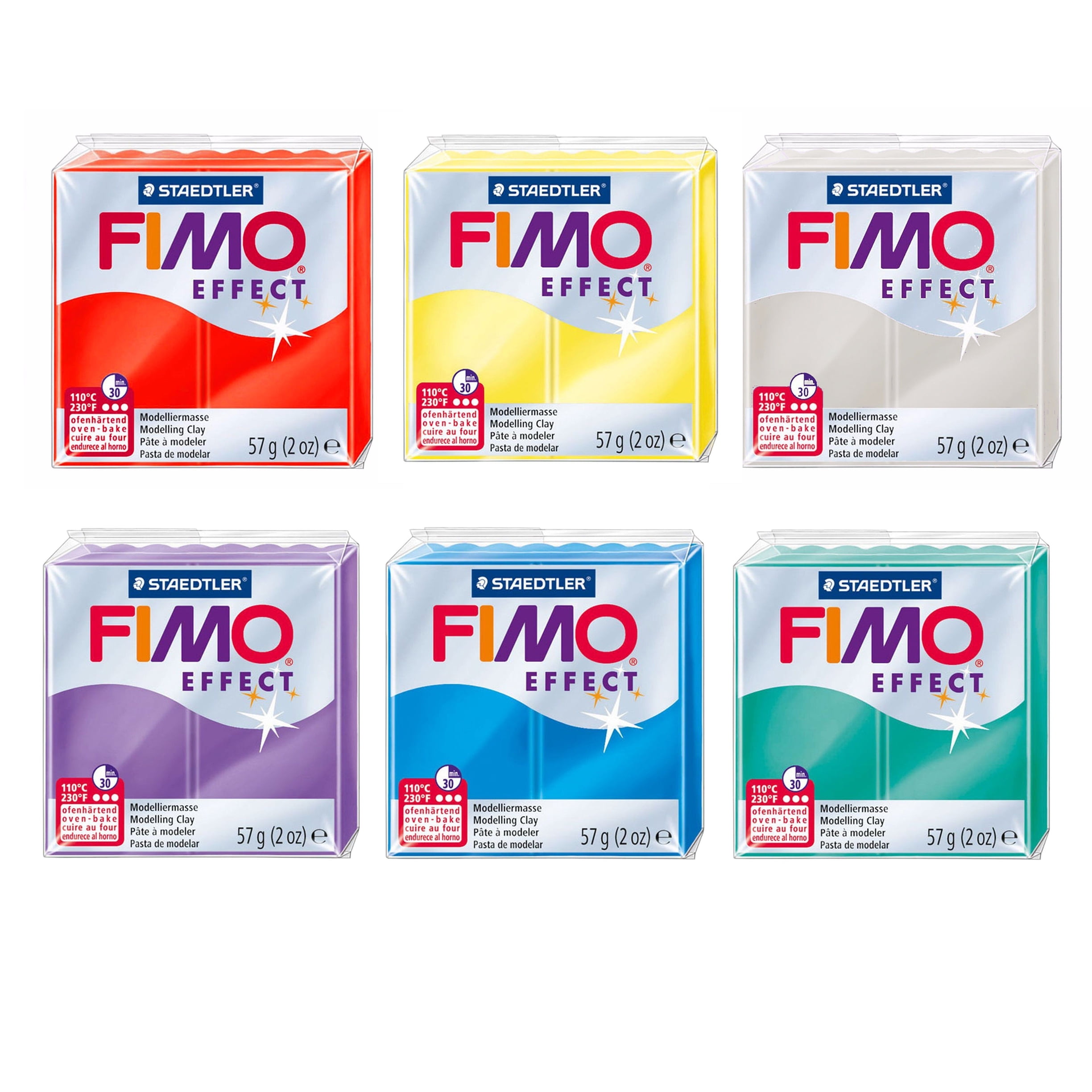 FIMO Effect Polymer Oven Modelling Clay - 57g - Set of 6 - Transparent ...