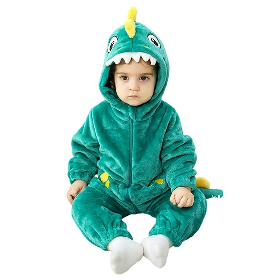 FINALGANG Baby Girl Boy Romper Plush Warm Dinosaur Shaped Hooded ...