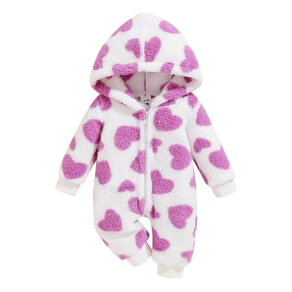 FINALGANG Baby Girls Boys Romper Winter Kids Plush Heart Patterned ...