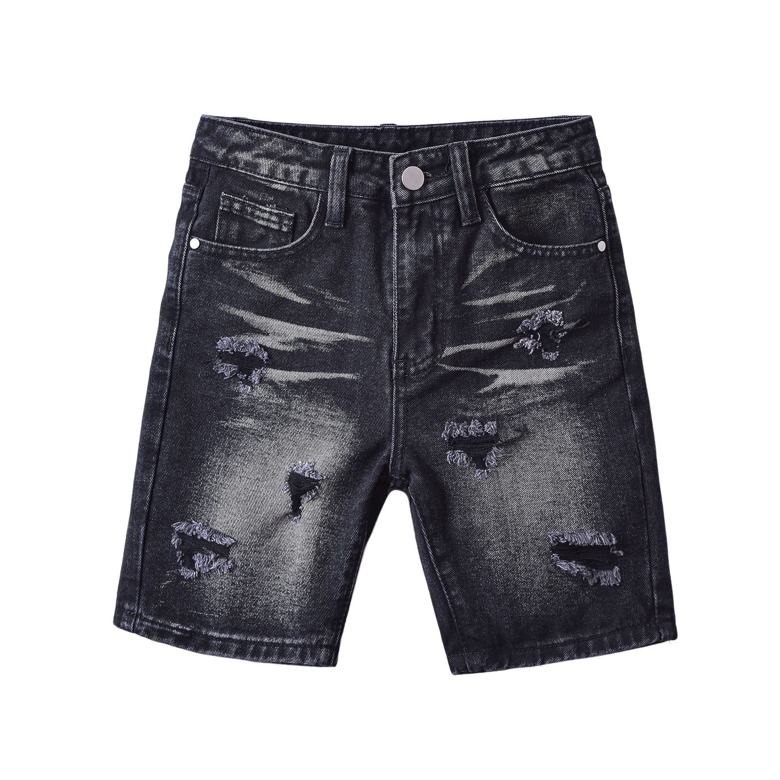 FINALGANG Boy Versatile Shorts Distressed Cotton Button Down Ripped ...
