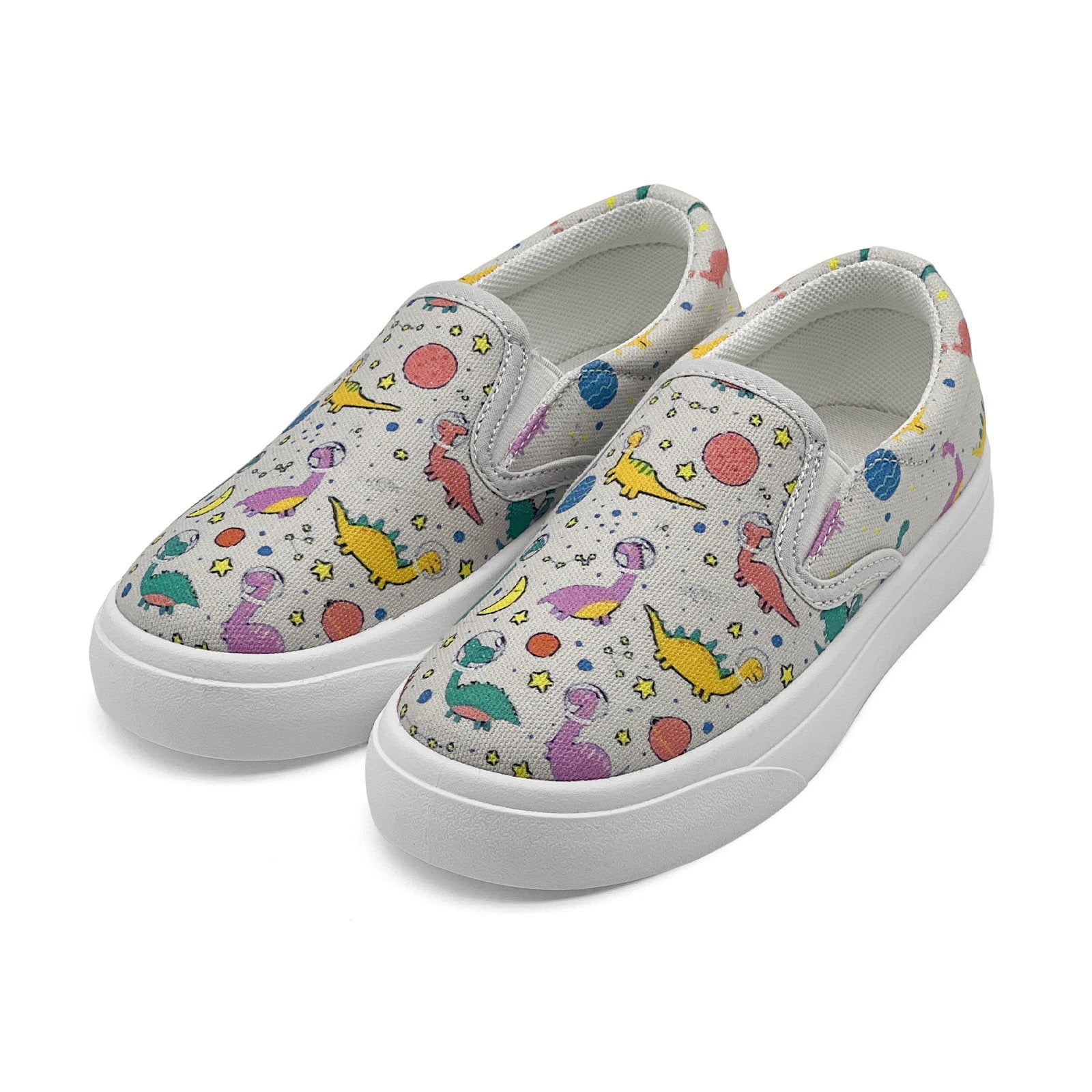 FINALGANG Boy Versatile Sneakers Cartoon Dinosaurs Print Canvas Shoes ...