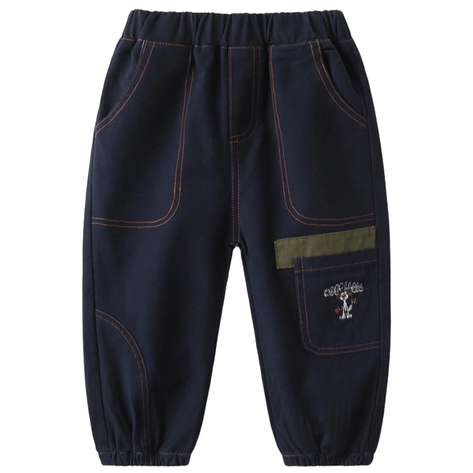 FINALGANG Boy Versatile Trousers Cartoon Letter Print Embroidery ...