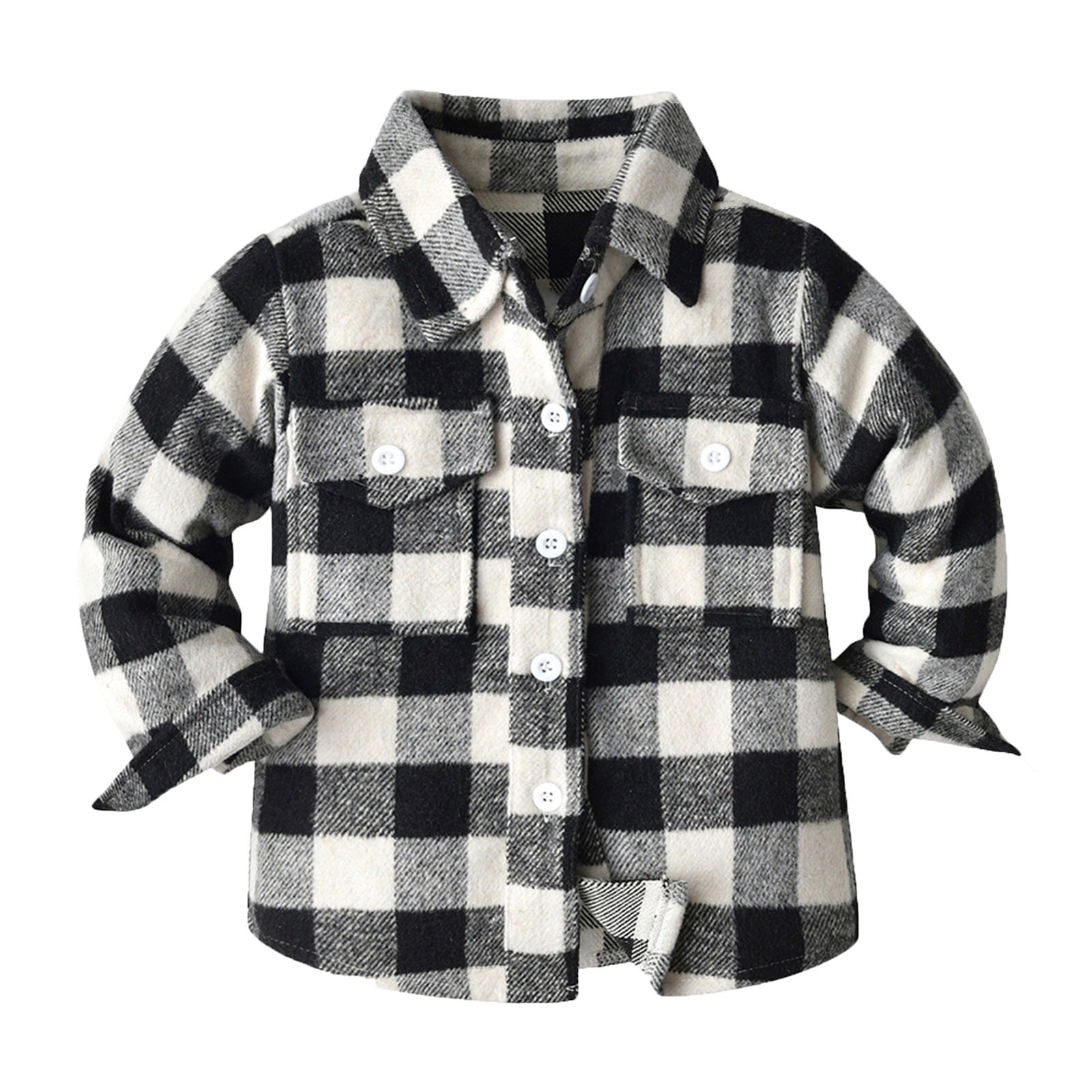 FINALGANG Boy's Shirt Fall Winter Kids Color Block Plaid Shirt With ...