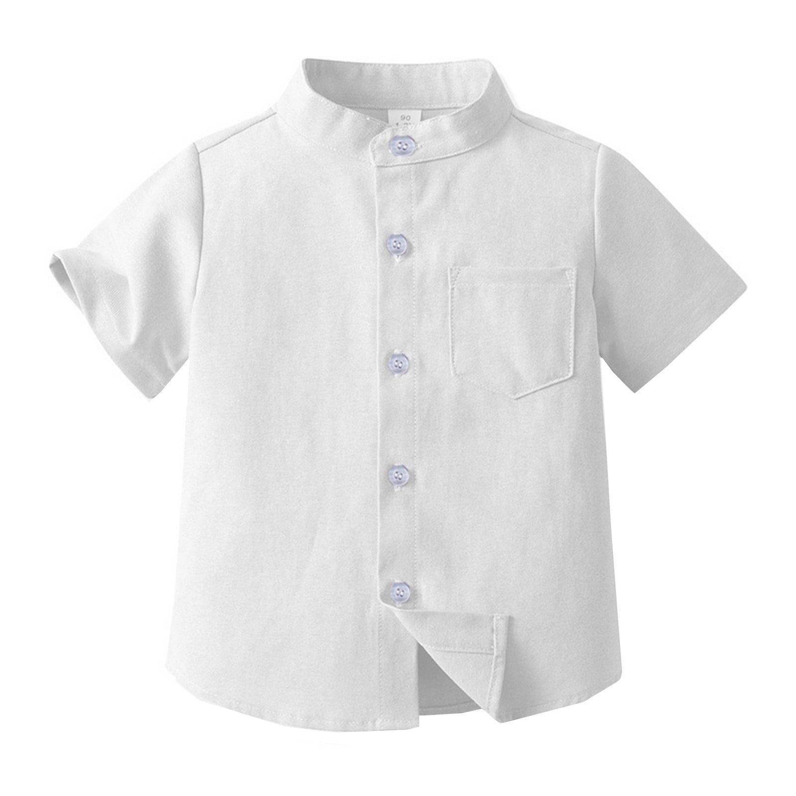 FINALGANG Boy's Shirt Spring Kids Solid Color Stand Collar Shirt With ...