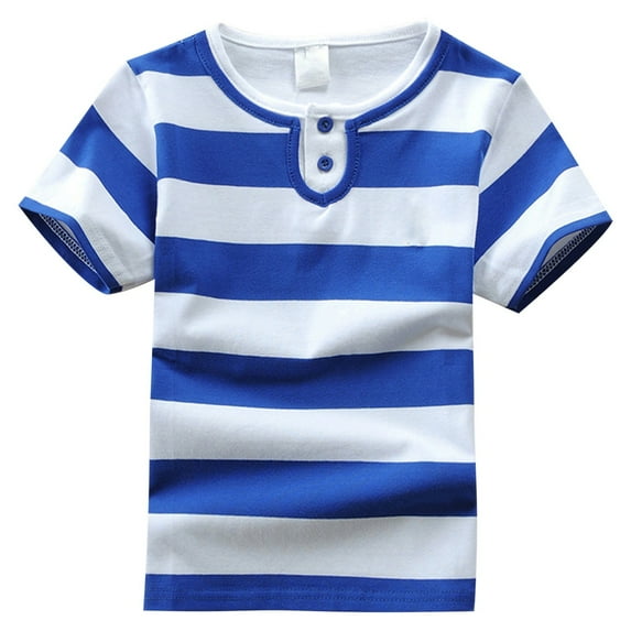 FINALGANG Boy's Top Autumn Spring Kids Color Block Striped Henley Shirt ...