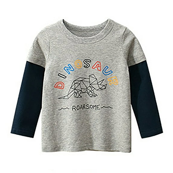 FINALGANG Boy's Top Fall Winter Toddlers Contrast Gray Raglan Long ...