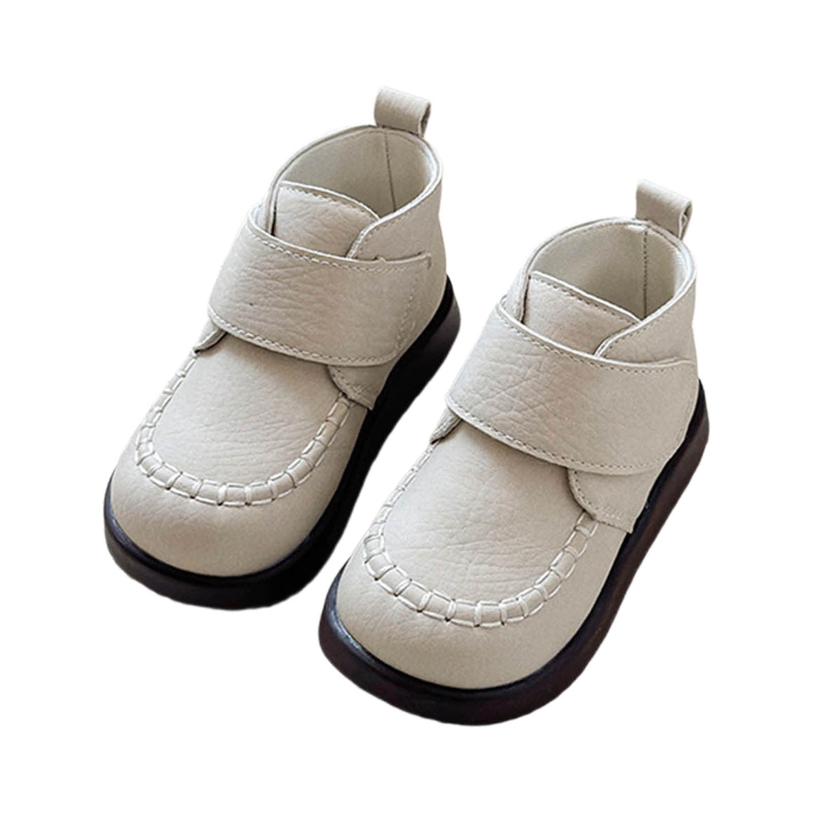 FINALGANG Boys Girls Leather Boots Autumn Winter Solid Color Shoes Warm ...