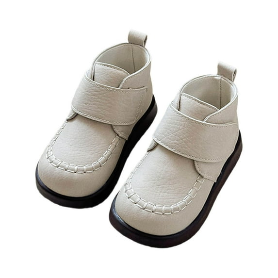 FINALGANG Boys Girls Leather Boots Autumn Winter Solid Color Shoes Warm ...