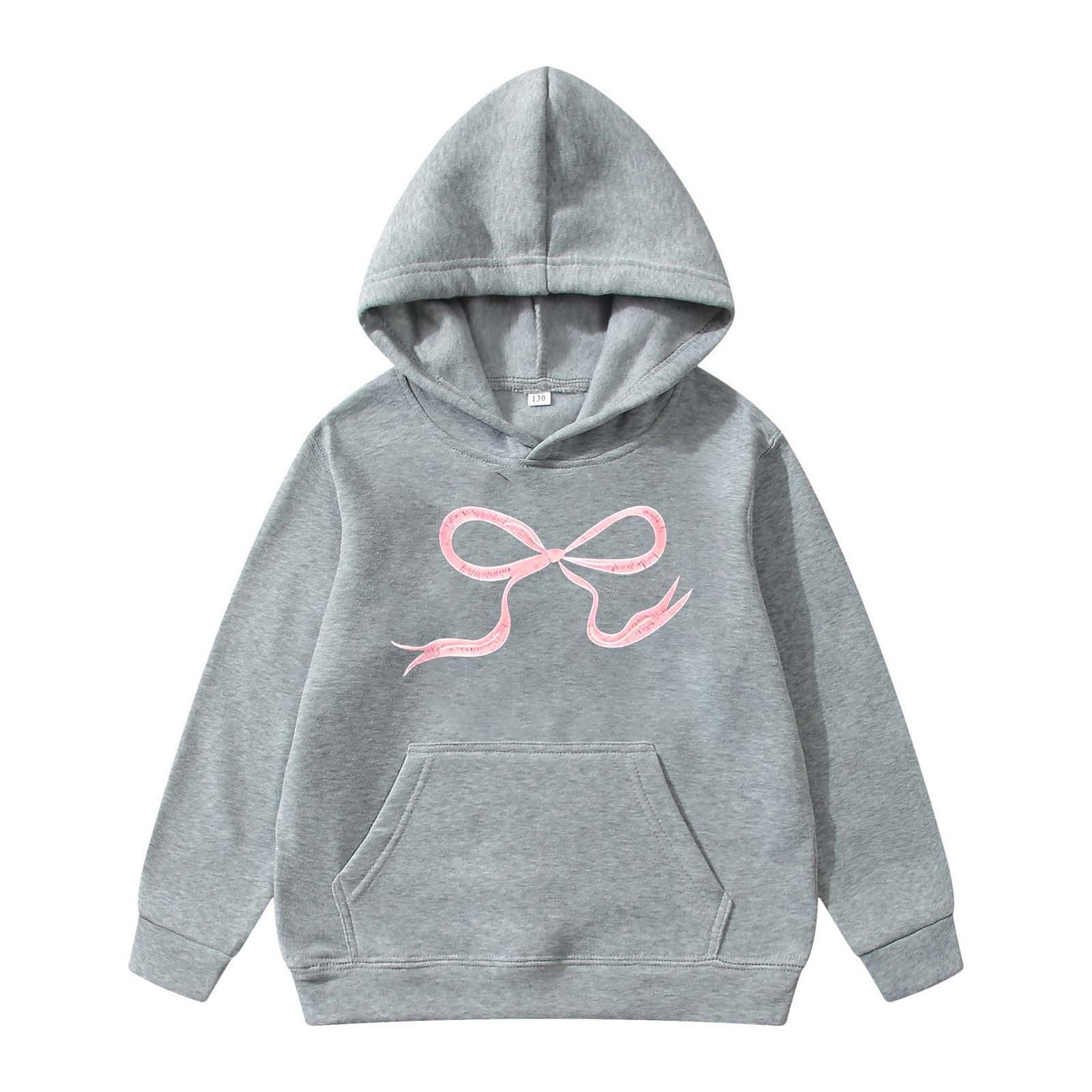 FINALGANG Boys Girls Sweatshirt Kids Bow Pattern Print Hoodie With ...