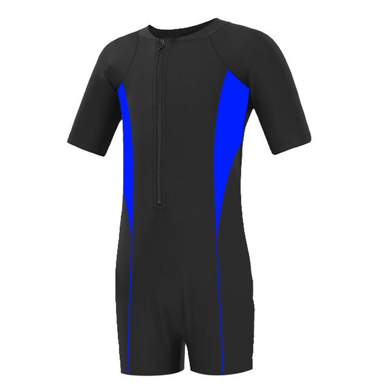 FINALGANG Boys Kids Stretchy Onesie Swimsuit Short Sleeve Half Zip ...
