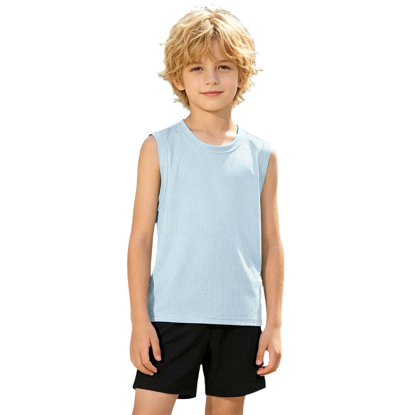 FINALGANG Boys Tank Tops Solid Color Sleeveless Athletic T-Shirts ...