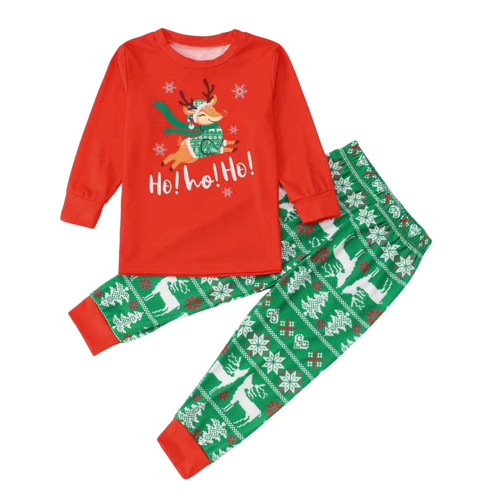 FINALGANG Family Pajamas Christmas Cartoon Letter Graphic Printed Long ...