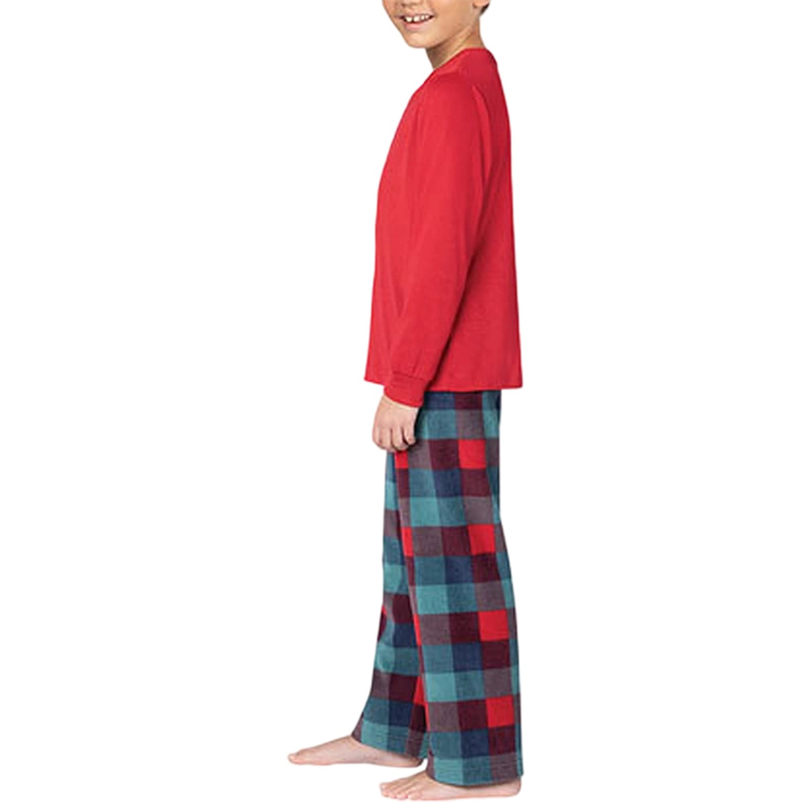 FINALGANG Family Pajamas Christmas Solid Color Long Sleeve Round Neck ...