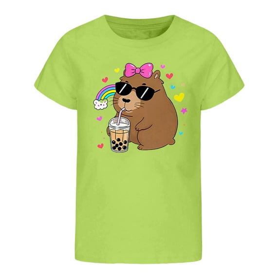 FINALGANG Girl's T-Shirt Kids Cute Cartoon Graphic Relaxed Fit Tees ...