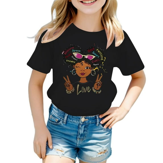 FINALGANG Girl's T-Shirt Kids Cute Prints Graphic Tees Short Sleeve ...